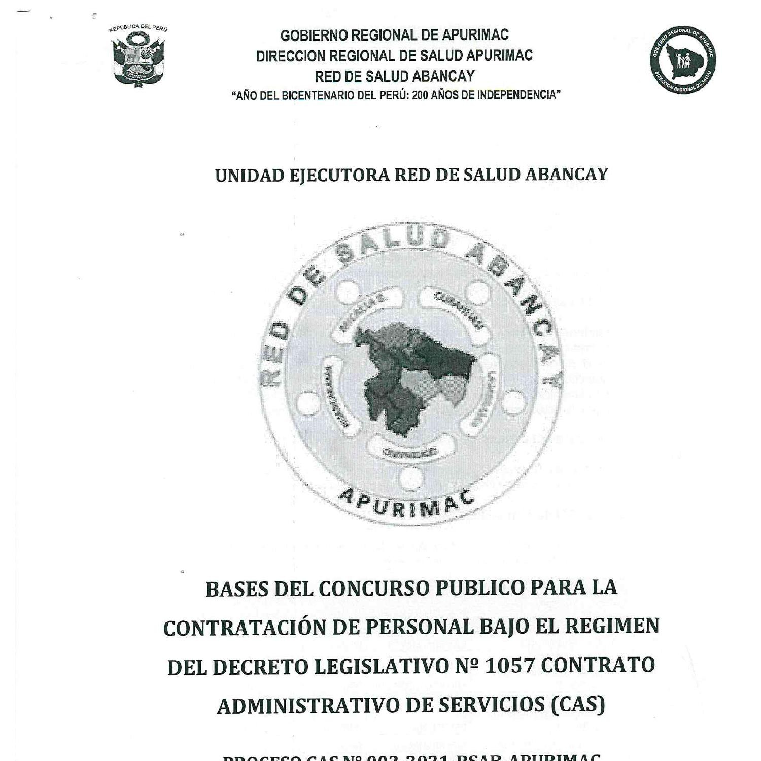 BASES DEL CONCURSO CAS Nº 002-2021-RSAB-APURIMAC.pdf | DocDroid