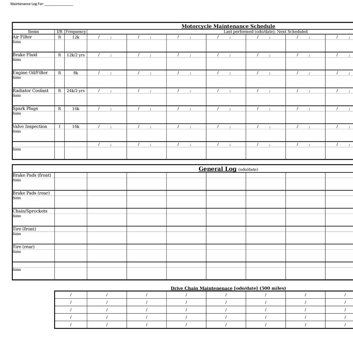 Moto Maintenance Log.ods | DocDroid