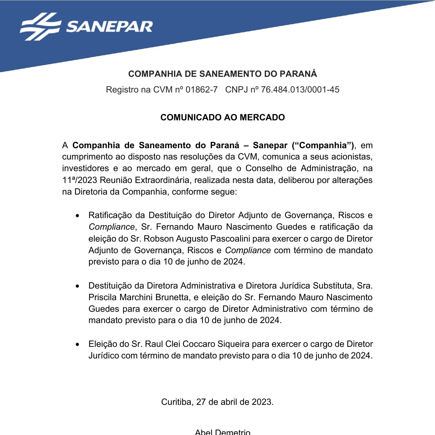 Comunicado-ao-Mercado-Sanepar-2023-04-27-NzRjcrB6.pdf | DocDroid