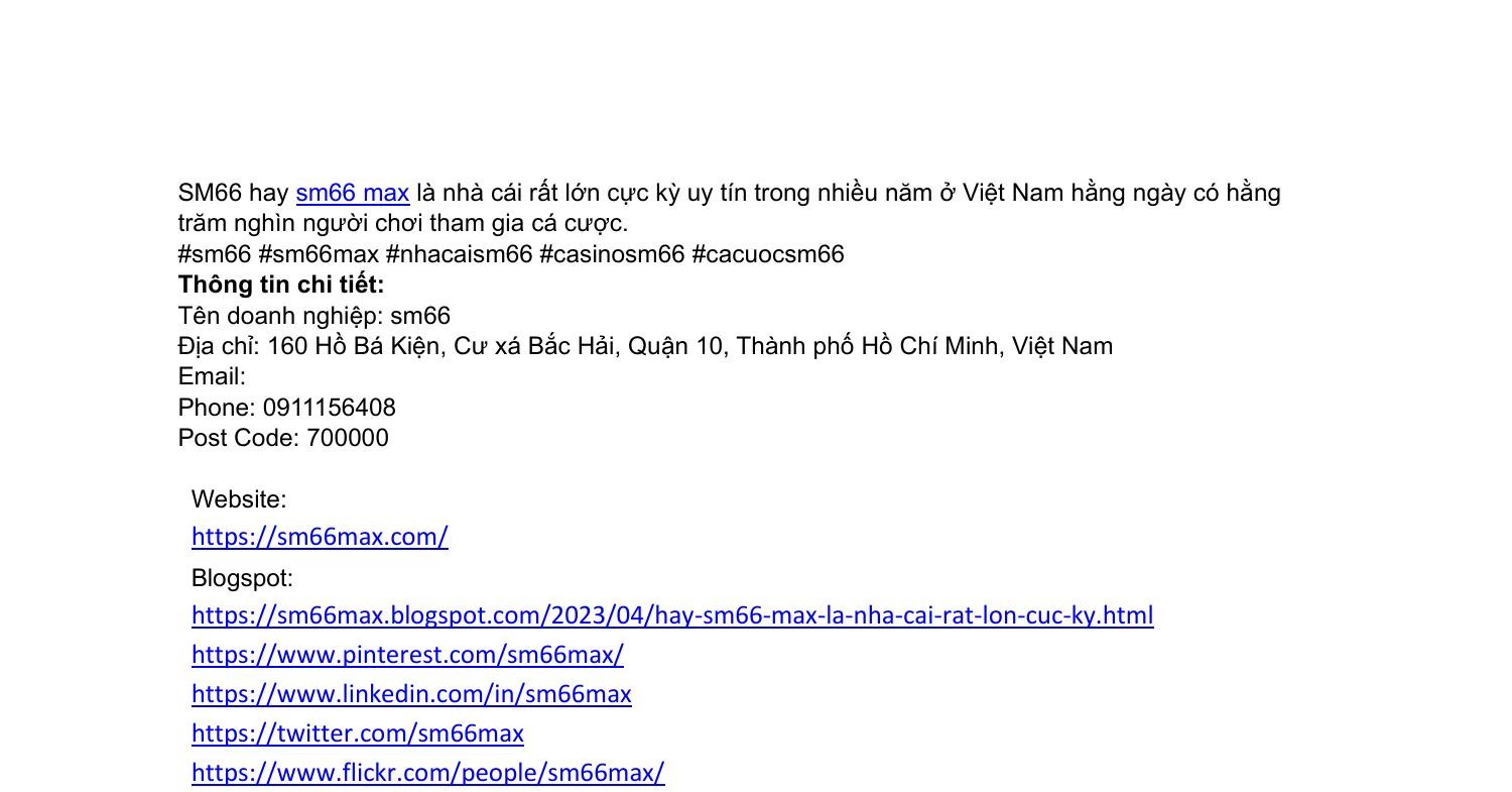 SM66 hay sm66 max là nhà cái rất lớn cực kỳ uy tín trong nhiều năm ở Việt Nam hằng ngày có hằng ...