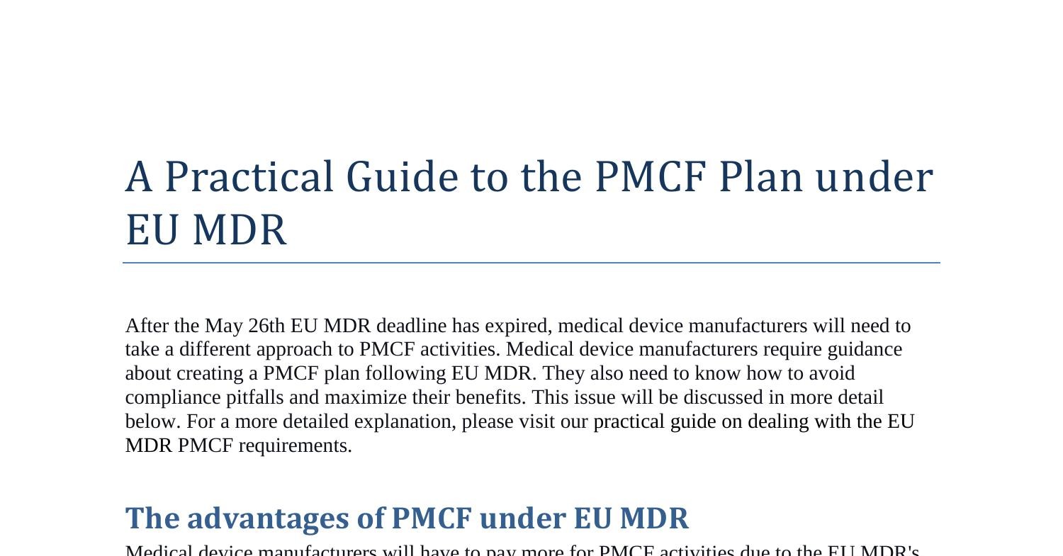 A Practical Guide to the PMCF Plan under EU MDR.pdf | DocDroid