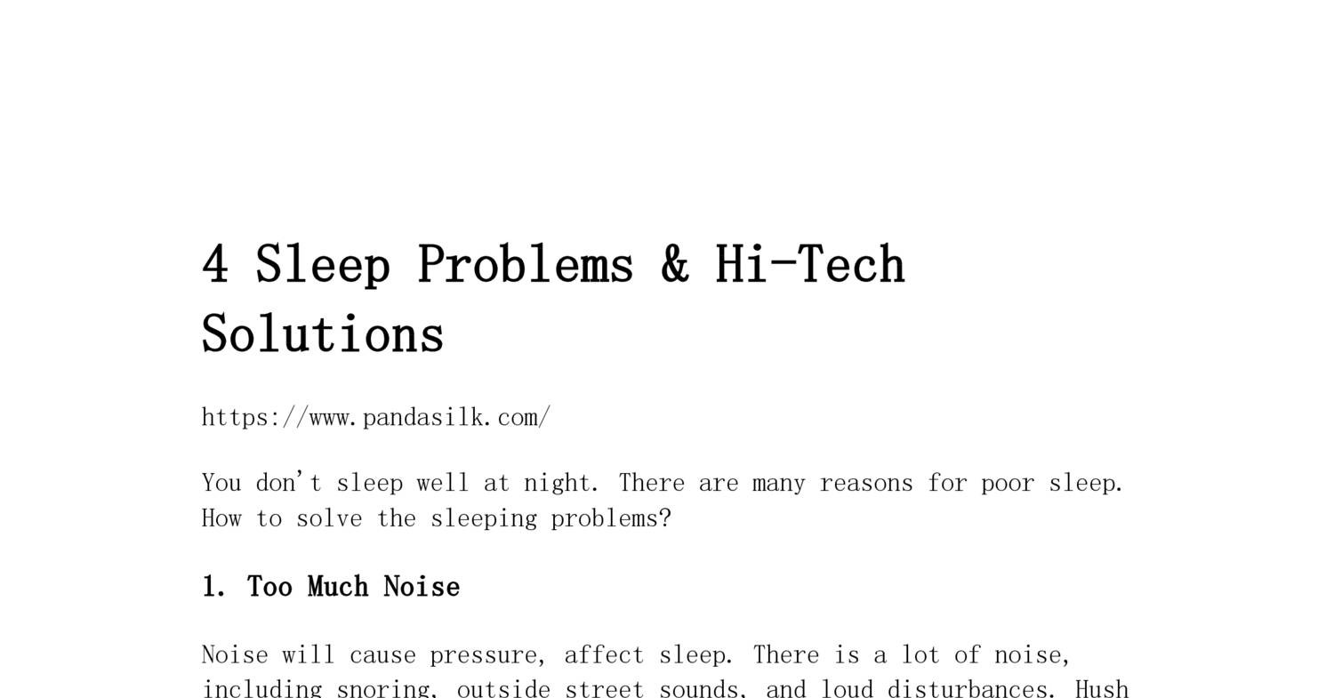 4 Sleep Problems & Hi-Tech Solutions pandasilk.com.pdf | DocDroid