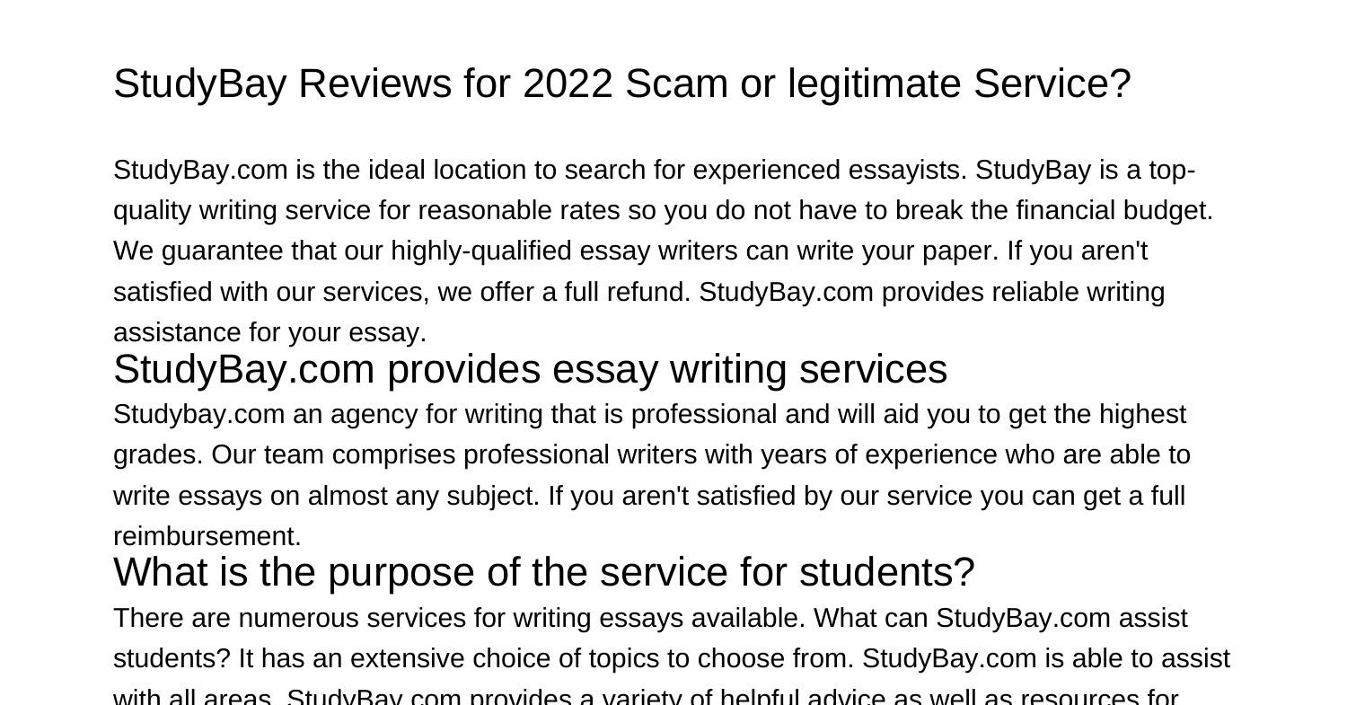 StudyBay Review for 2022 Scam or Legit Servicefneak.pdf.pdf | DocDroid