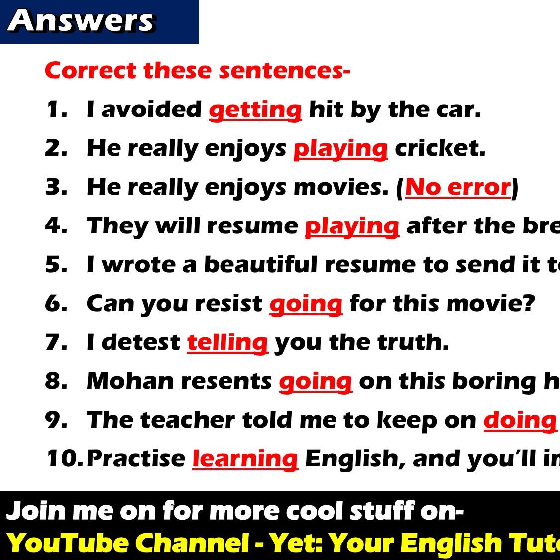 Gerund Quiz With Answers 200+ Sentences With Gerunds Word Coach