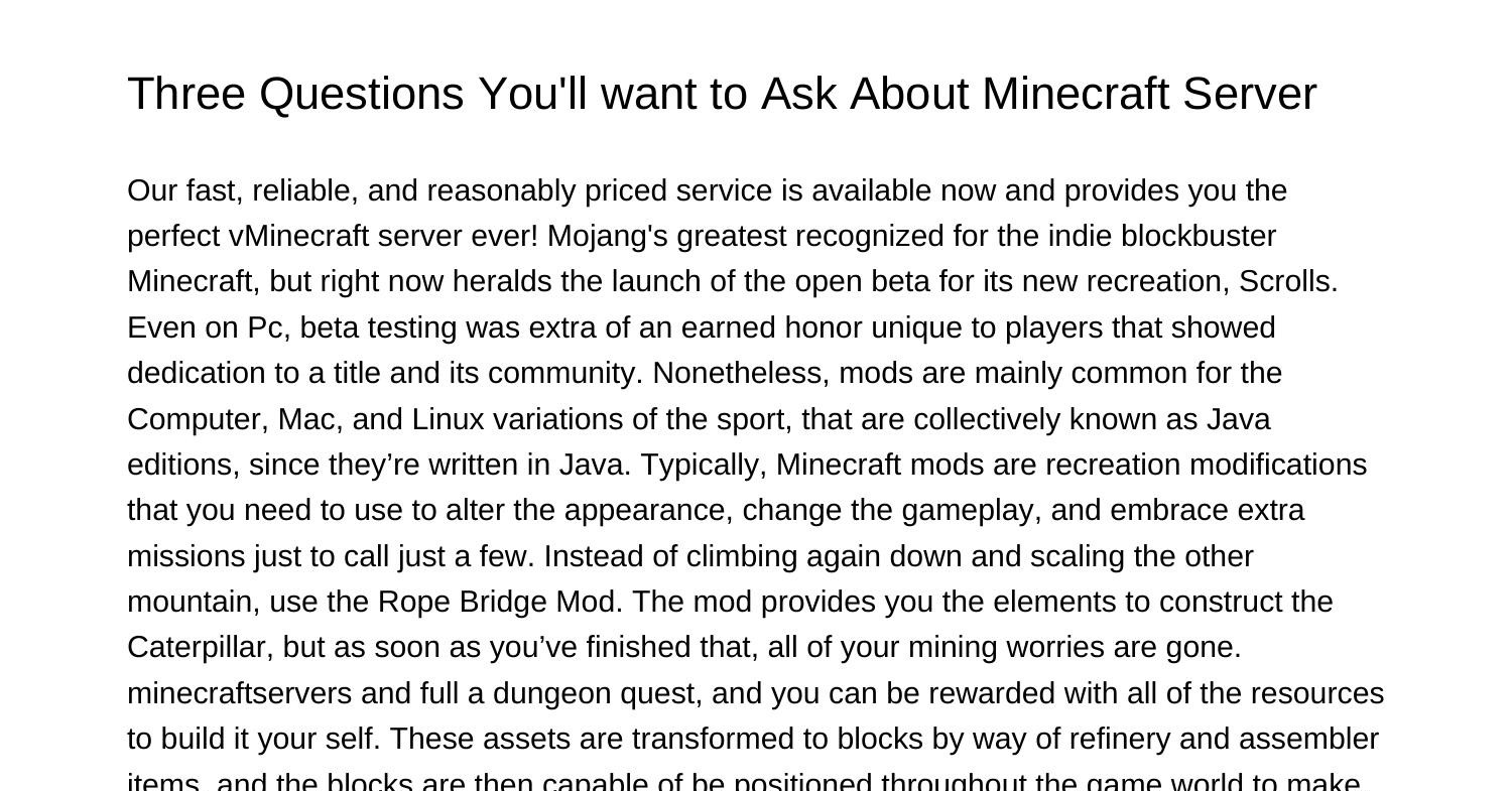 Seven Questions Its good to Ask About Minecraft Servernwczf.pdf.pdf ...