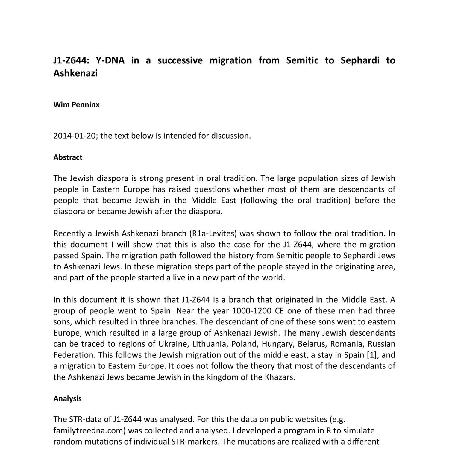 J1-Z644 Y-DNA successive migration from Semitic to Sephardi to ...