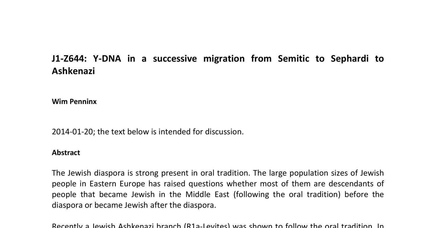J1-Z644 Y-DNA successive migration from Semitic to Sephardi to ...