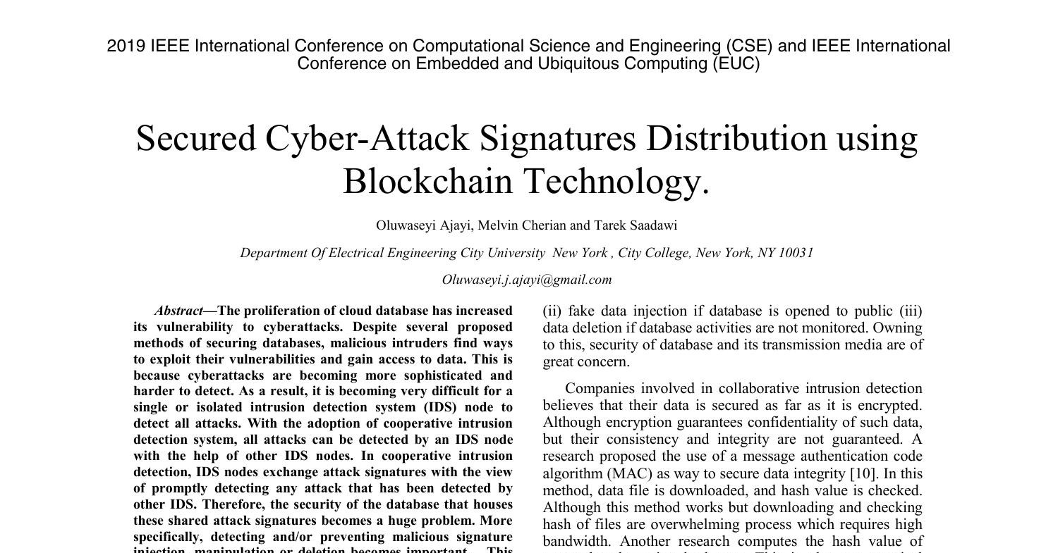 Secured Cyber-Attack Signatures Distribution using Blockchain Technology.pdf | DocDroid