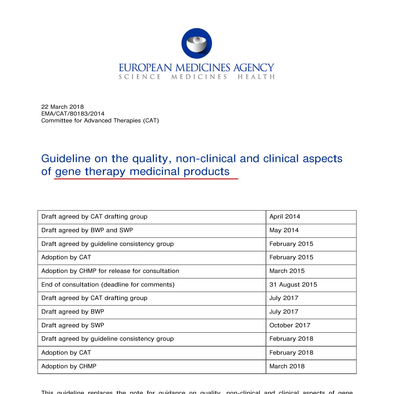 Guideline On Good Manufacturing Practice Specific To Advanced Therapy ...