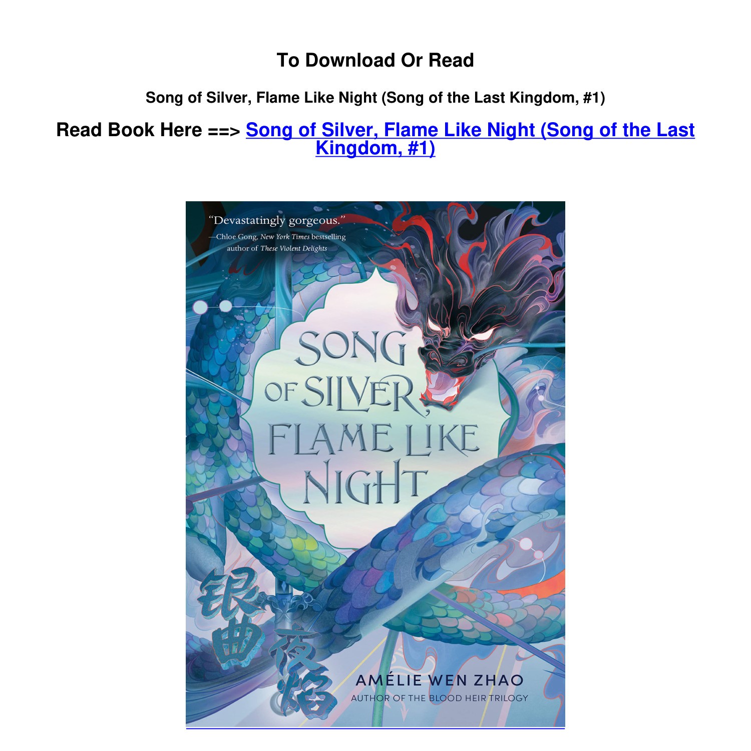 PDF DOWNLOAD Song of Silver Flame Like Night Song of the Last Kingdom 1 .pdf | DocDroid