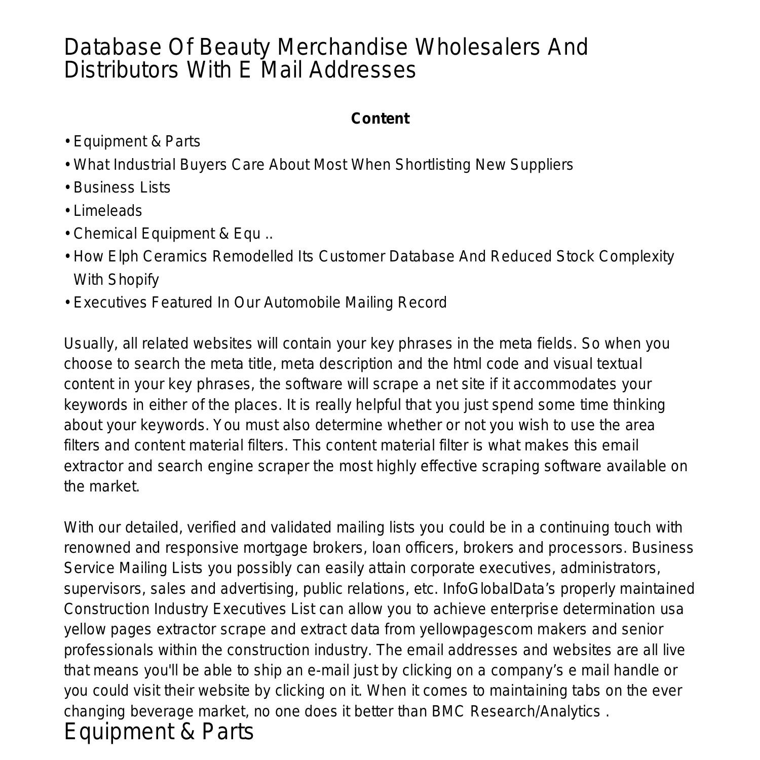 Database Of Beauty Products Wholesalers And Distributors With Email ...