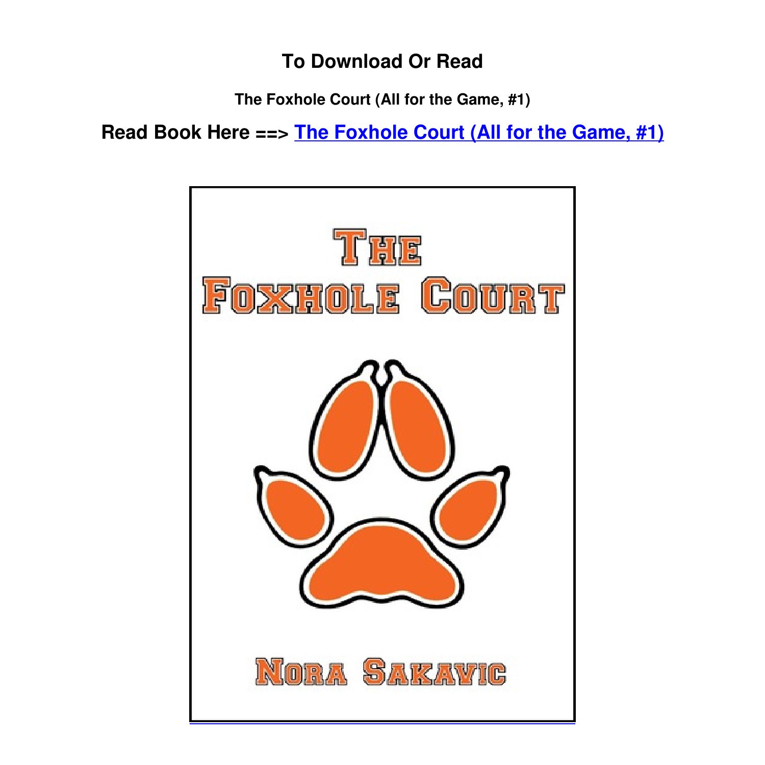 EPUB Download The Foxhole Court All for the Game 1 By Nora Sakavic.pdf ...