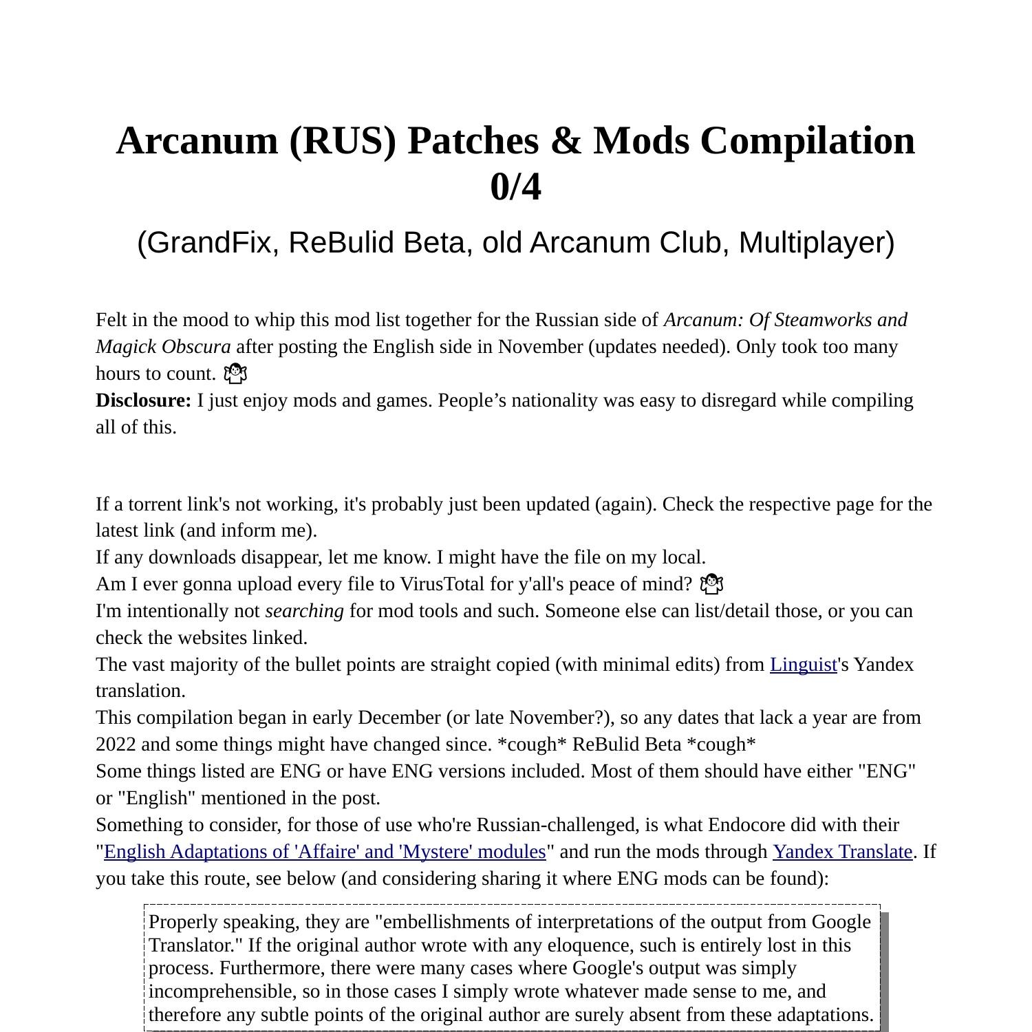 Arcanum (RUS) Patches & Mods Compilation.pdf | DocDroid