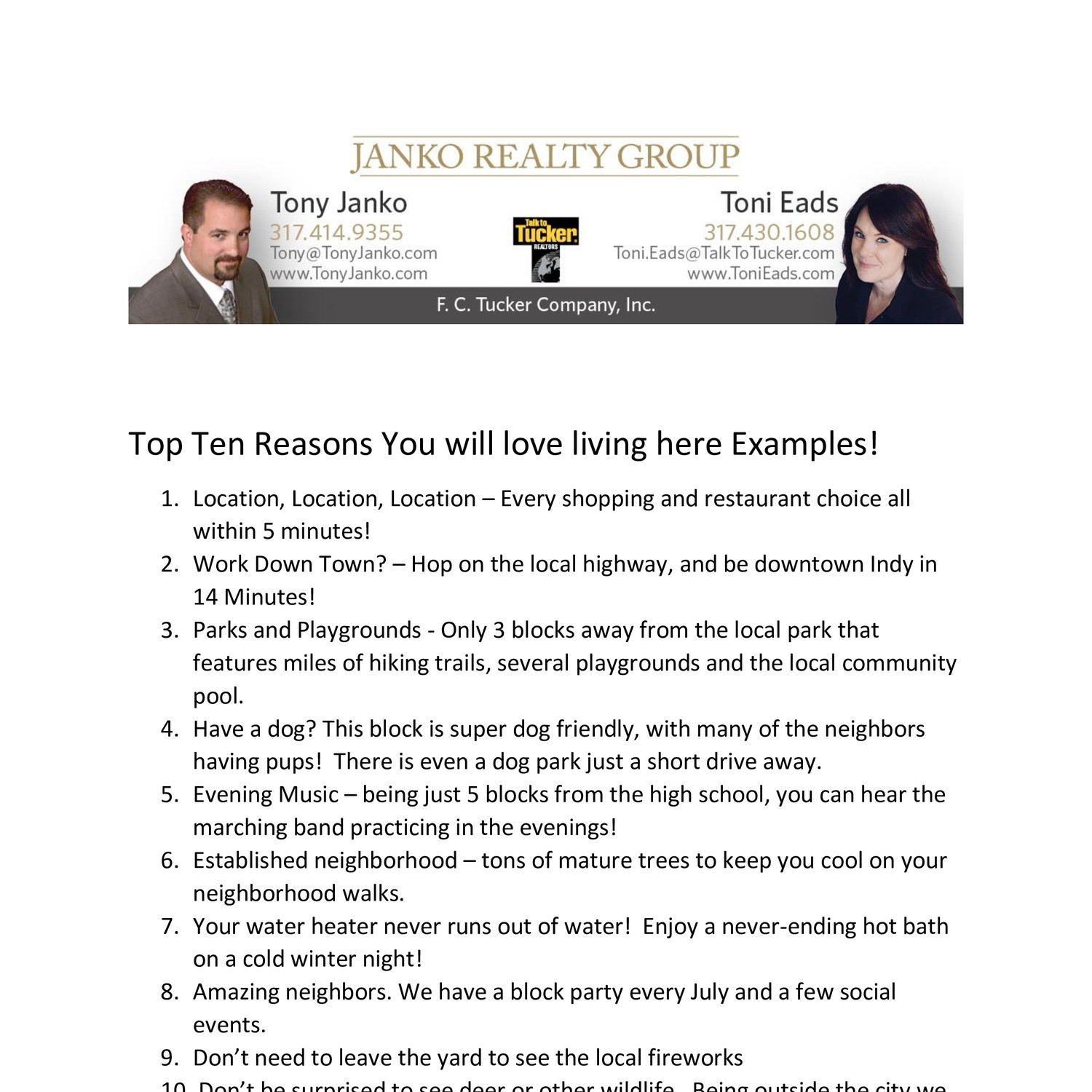 Top Ten Reasons You will love living here Examples.docx | DocDroid