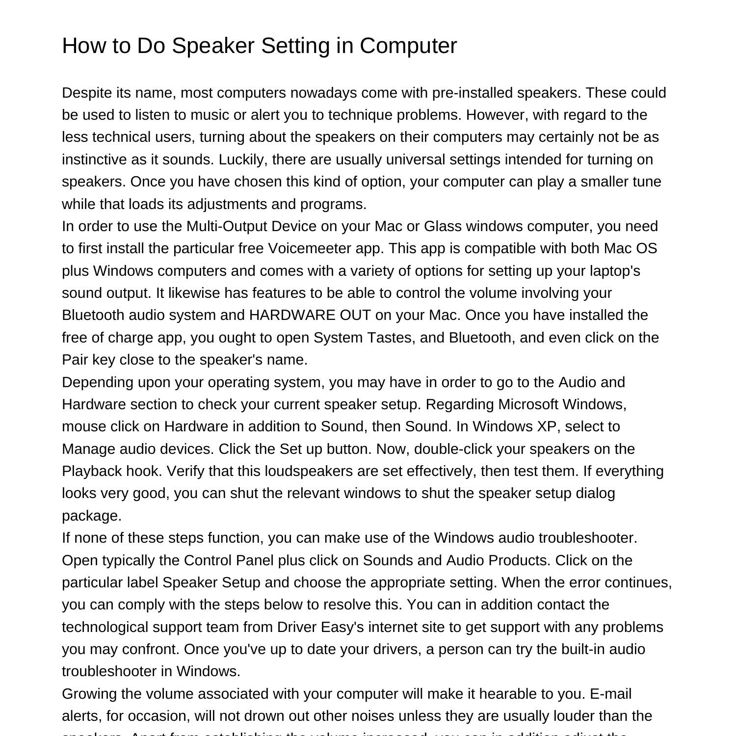 How you can Do Speaker Setting up in Computerlesml.pdf.pdf | DocDroid