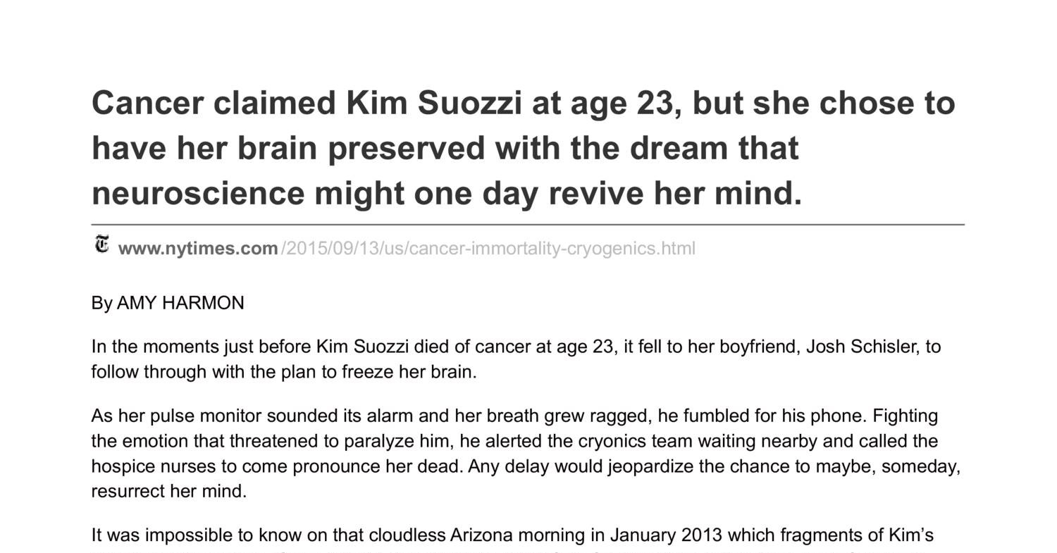 nytimes.com-Cancer claimed Kim Suozzi at age 23 but she chose to have ...