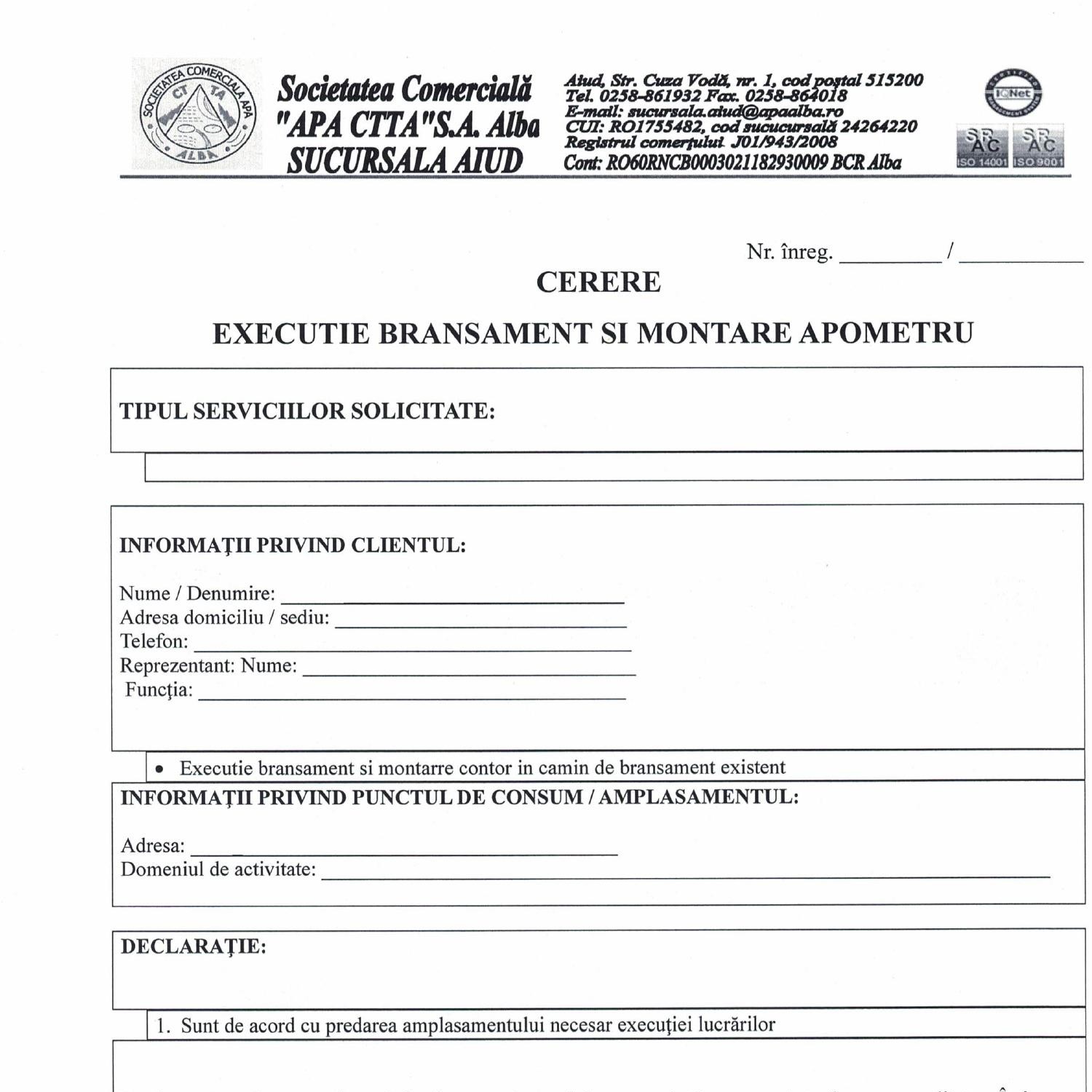 Cerere pentru executie bransament apa magina.pdf | DocDroid