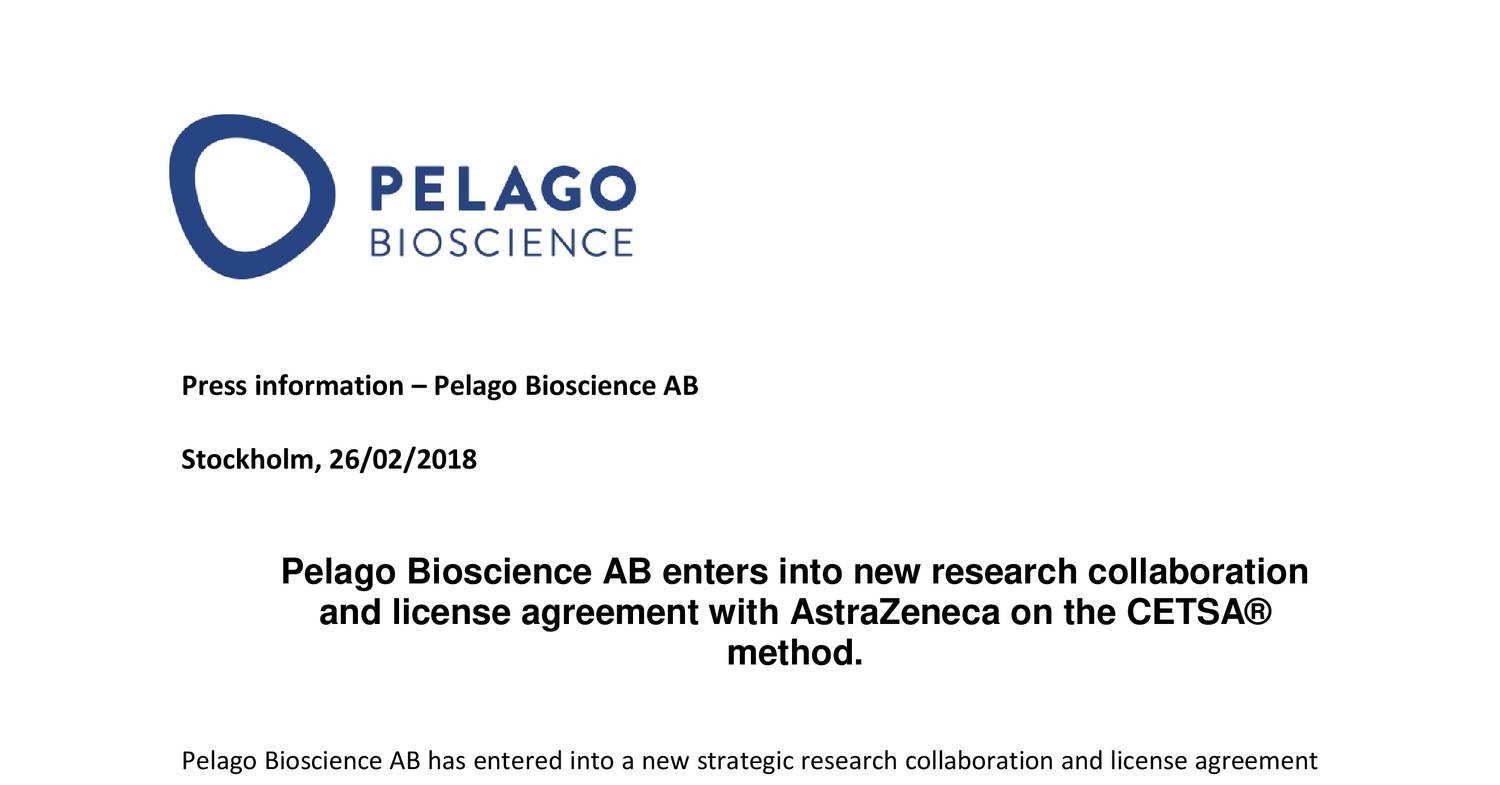 260218 Pelago Bioscience enters into new research collaboration and ...