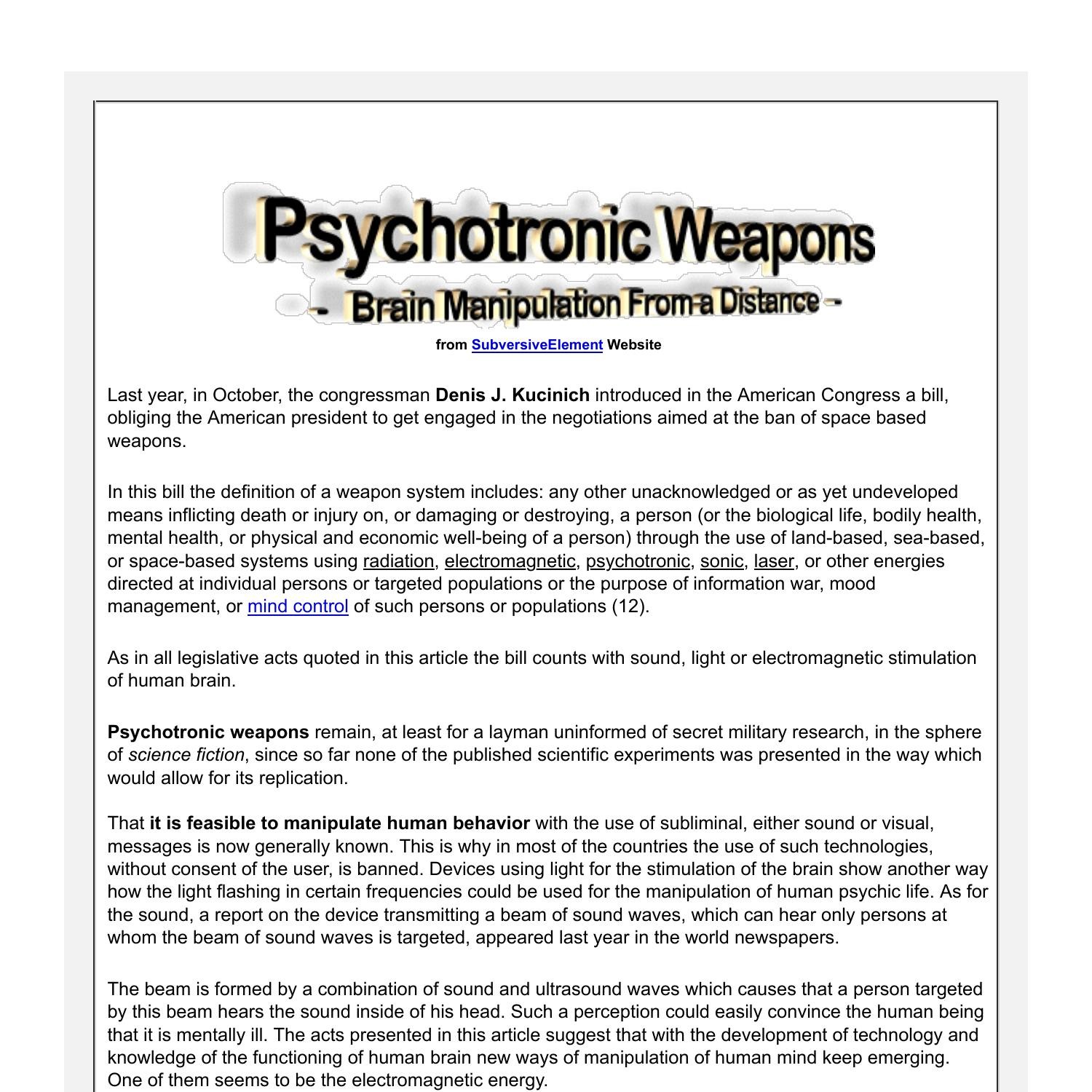 Psychotronic Weapons - Brain Manipulation From a Distance.pdf | DocDroid