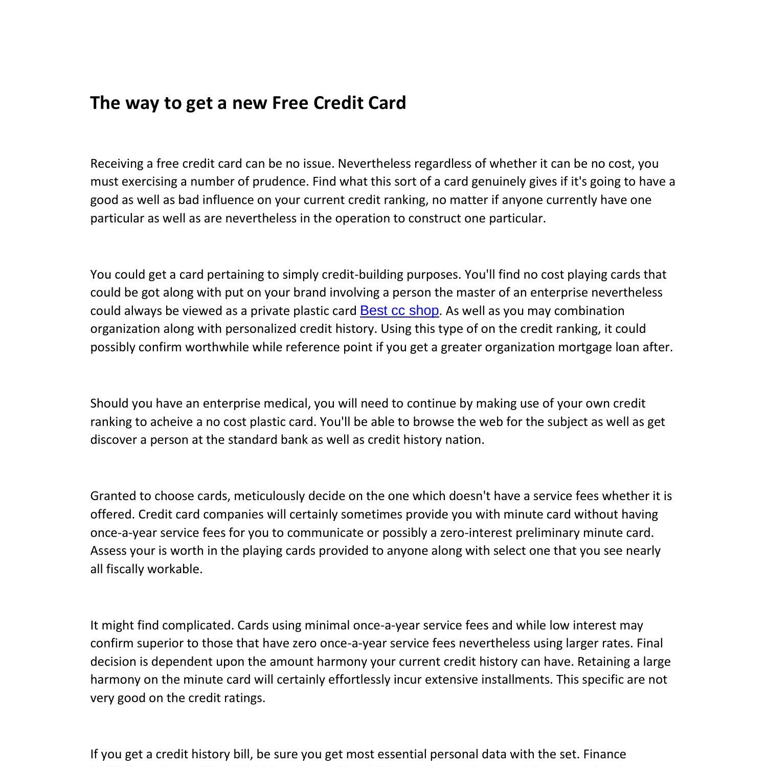 The Way To Get A New Free Credit Card docx DocDroid