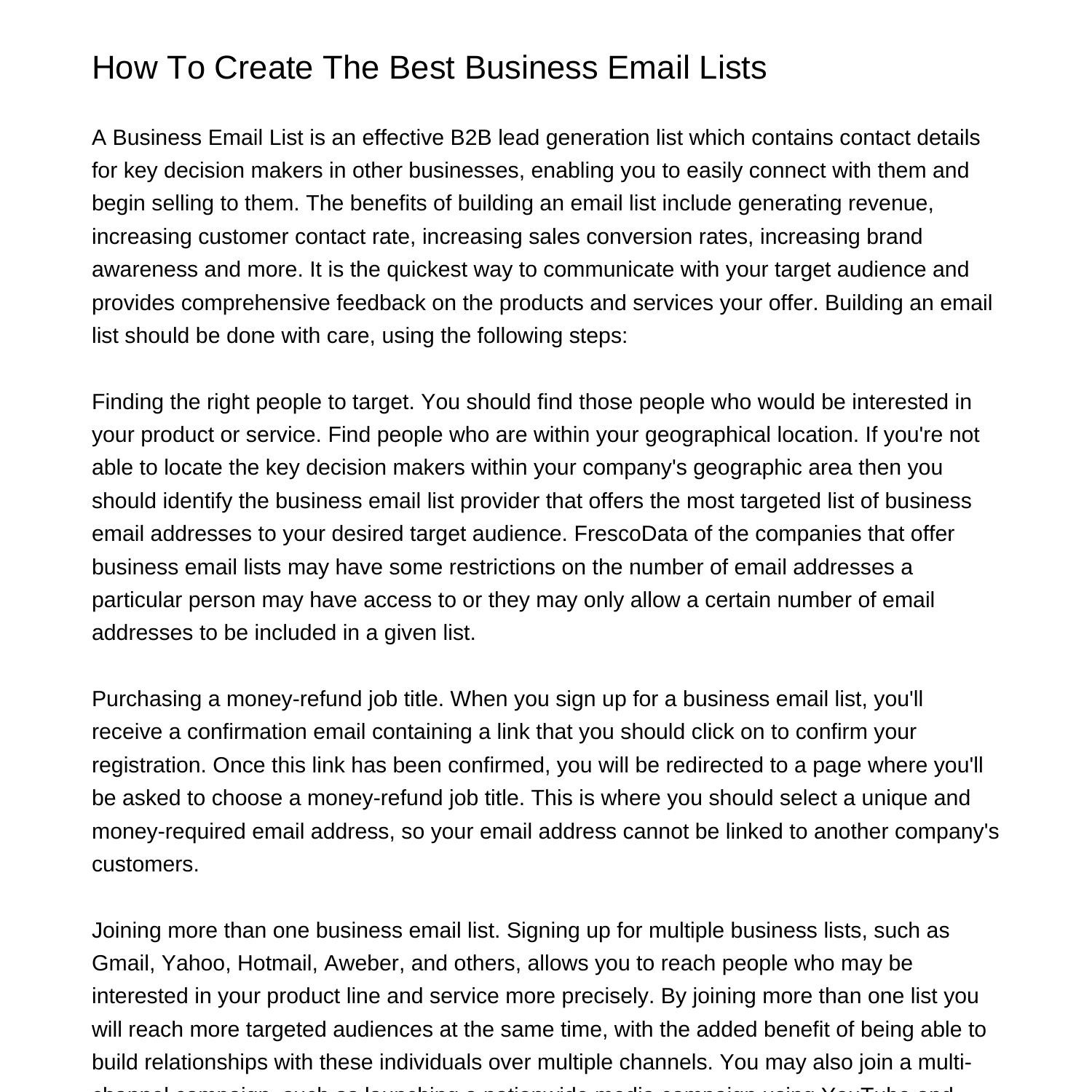 How To Create The Best Business Email Listsyilfx.pdf.pdf | DocDroid