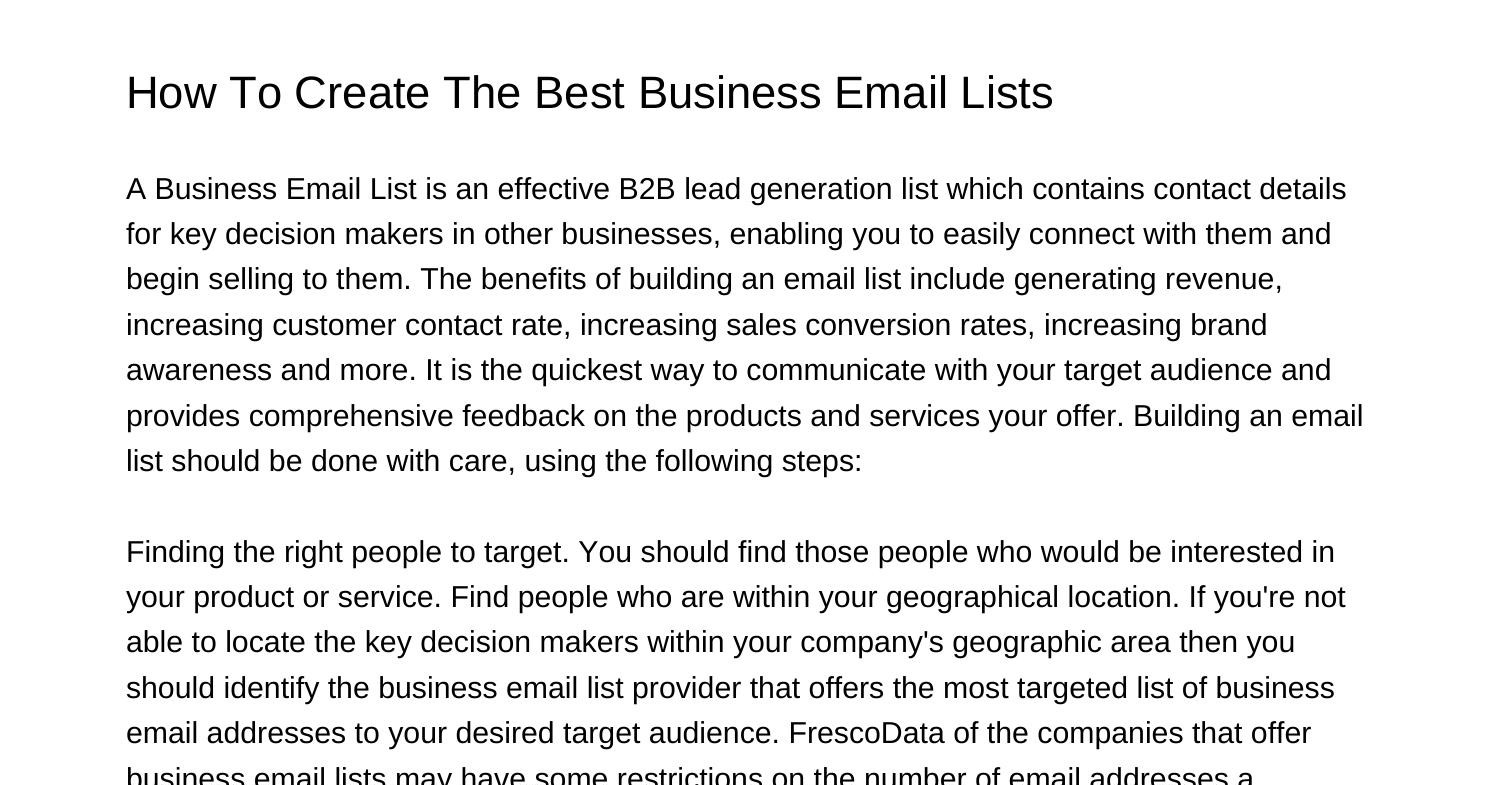 How To Create The Best Business Email Listsyilfx.pdf.pdf | DocDroid
