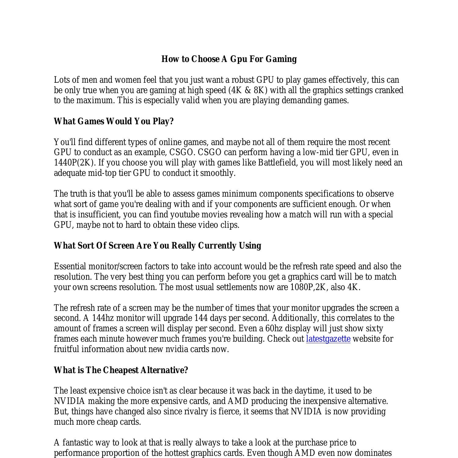 How to Choose A Gpu For Gaming.pdf | DocDroid