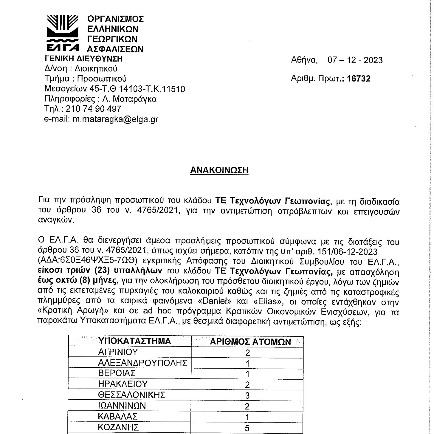 ΑΝΑΚΟΙΝΩΣΗ ΠΡΟΣΛΗΨΗΣ ΤΕ ΤΕΧΝ. ΓΕΩΠΟΝΙΑΣ.pdf | DocDroid