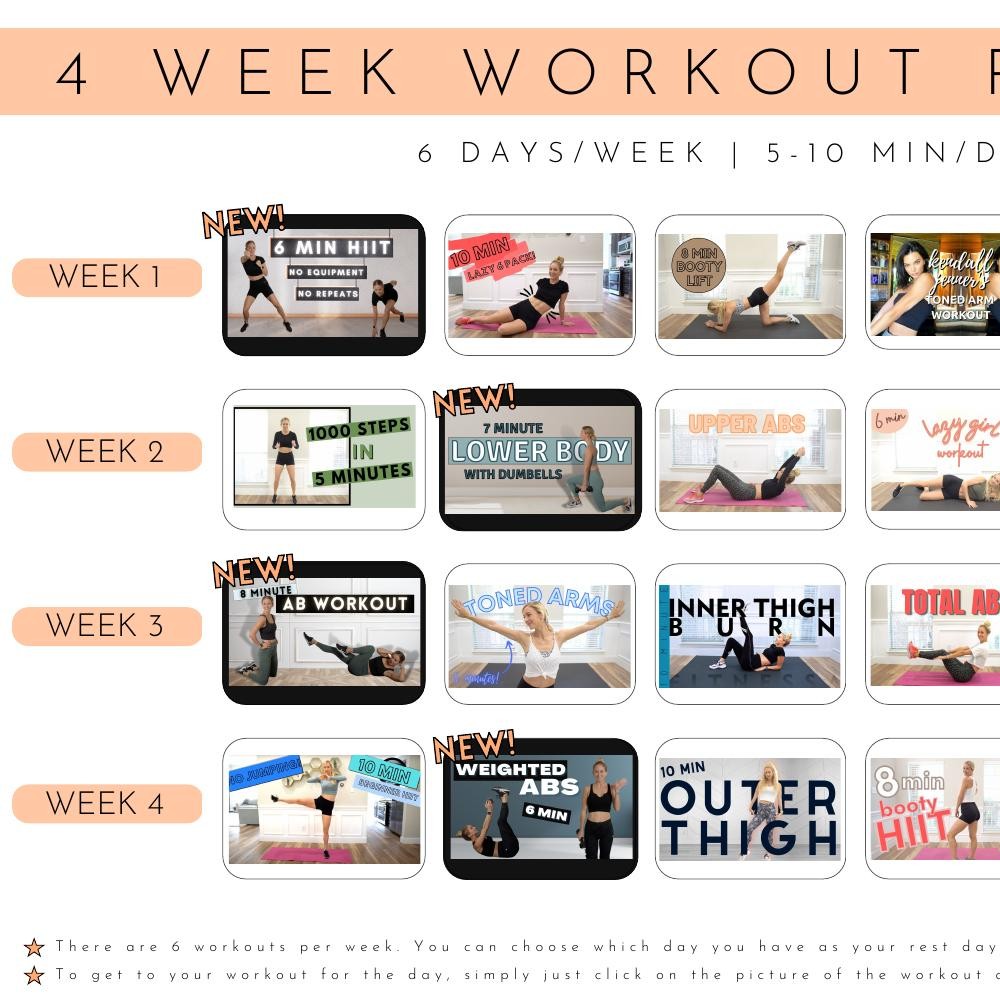 4 Week Workout Program - 5-10 Min Workouts.pdf | DocDroid