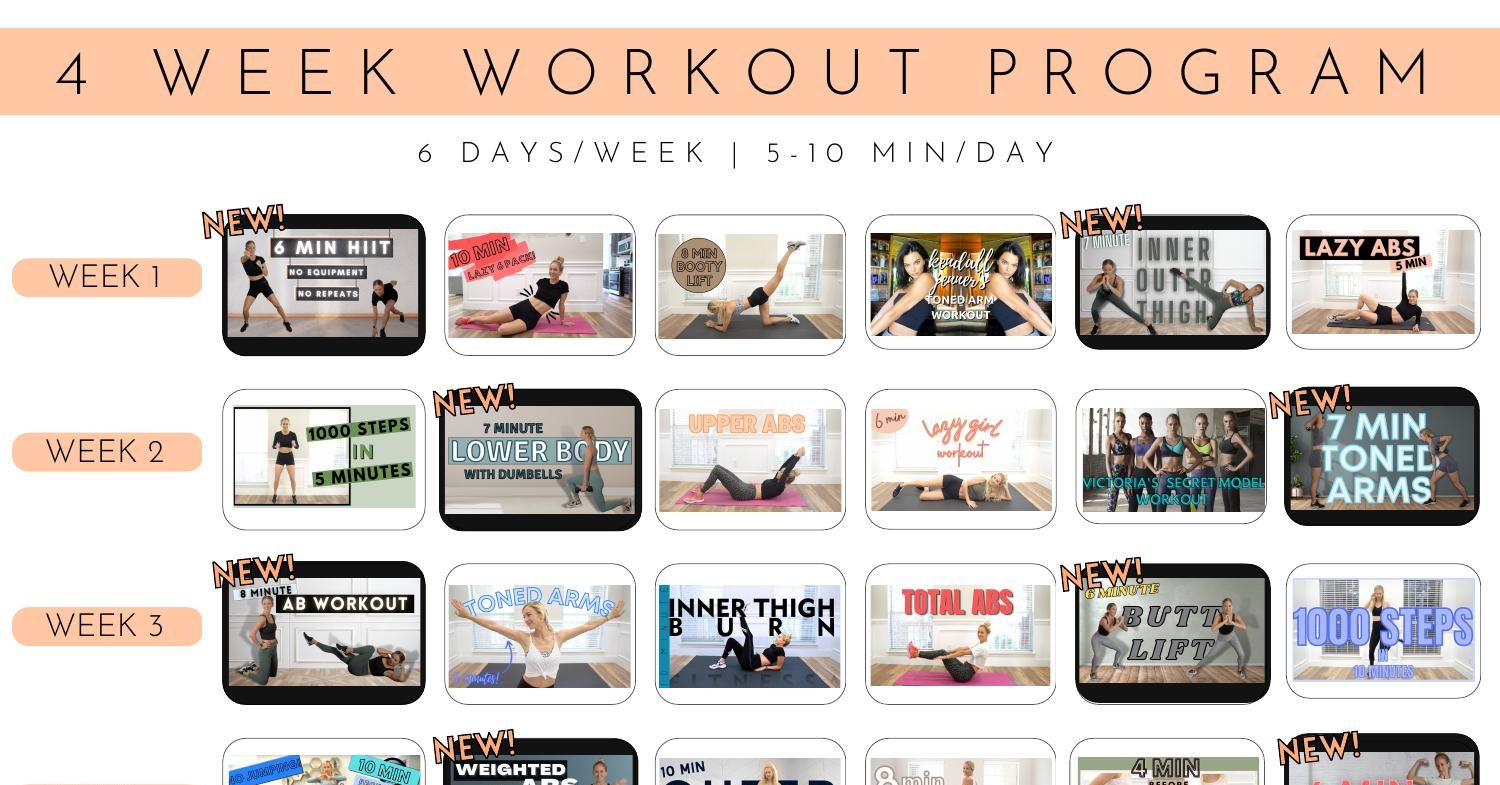 4 Week Workout Program - 5-10 Min Workouts.pdf | DocDroid