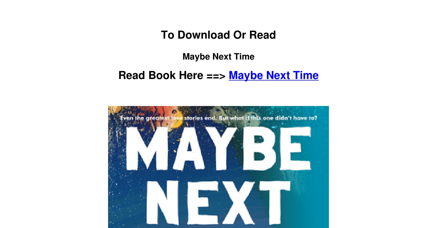 Download ePub Maybe Next Time by Cesca Major.pdf | DocDroid