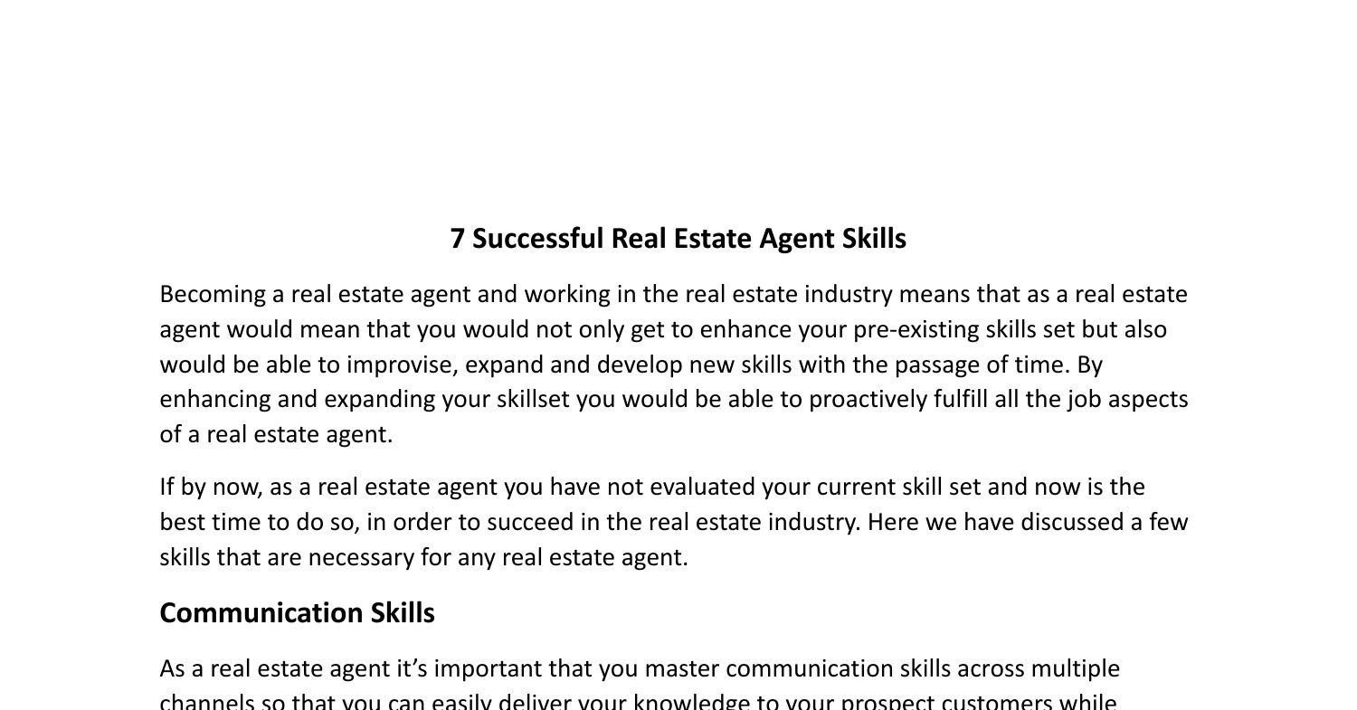 7 Successful Real Estate Agent Skills.docx.pdf | DocDroid