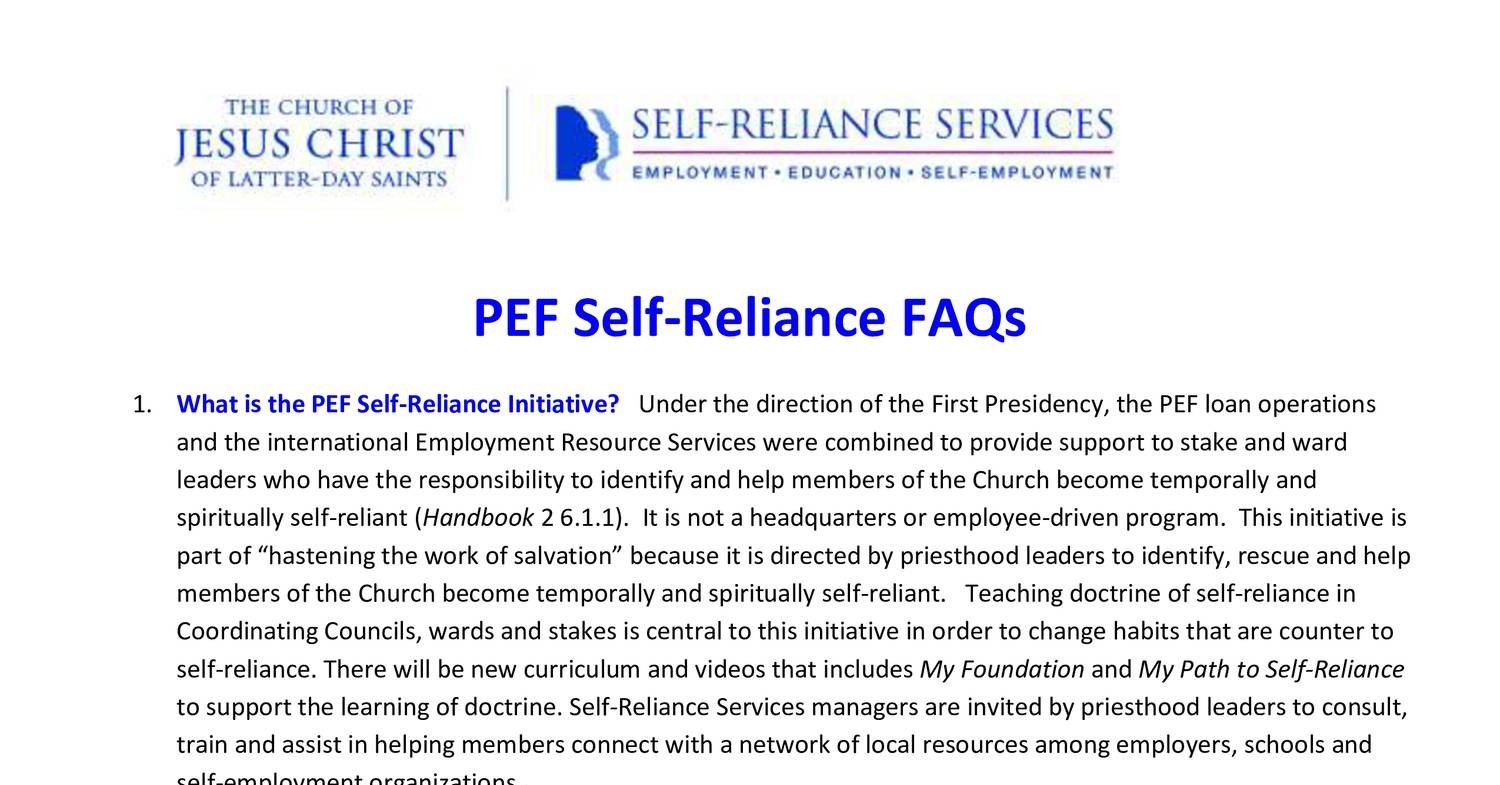PEF Self-Reliance FAQs.pdf | DocDroid