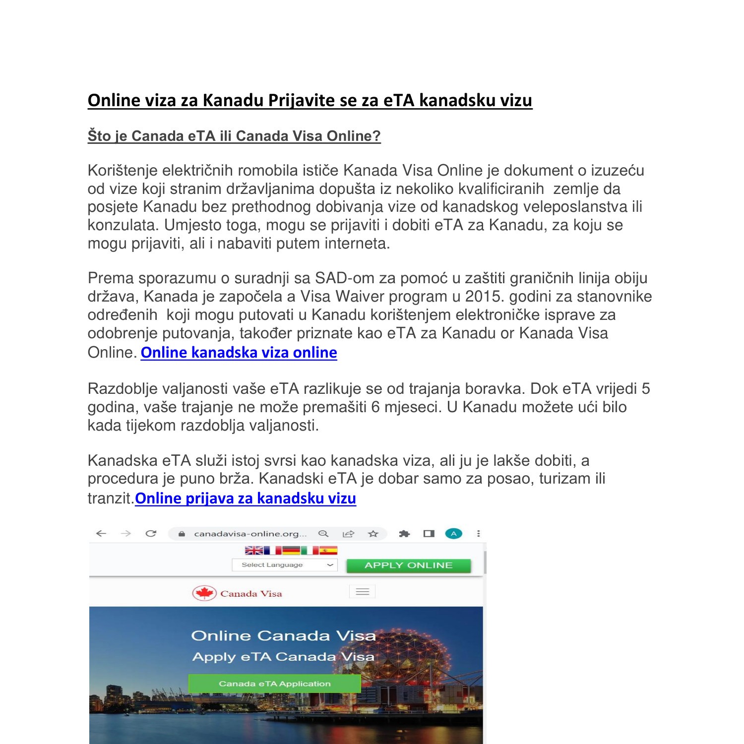 CANADA Official Government Immigration Visa Application Online CROATIA CITIZENS - Online zahtjev ...