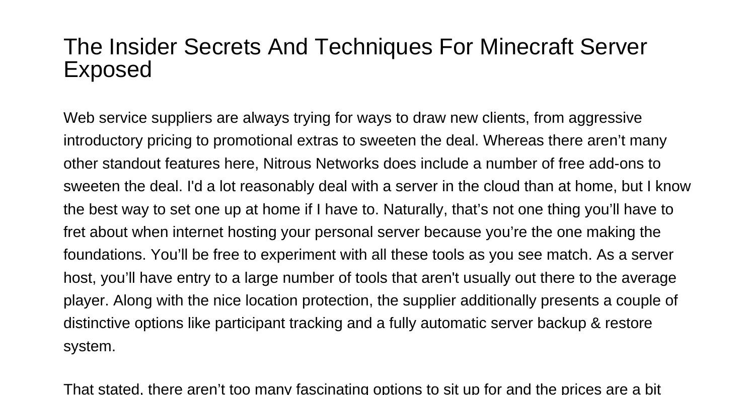 The Insider Secrets And Techniques For Minecraft Server Uncoveredpgncp ...