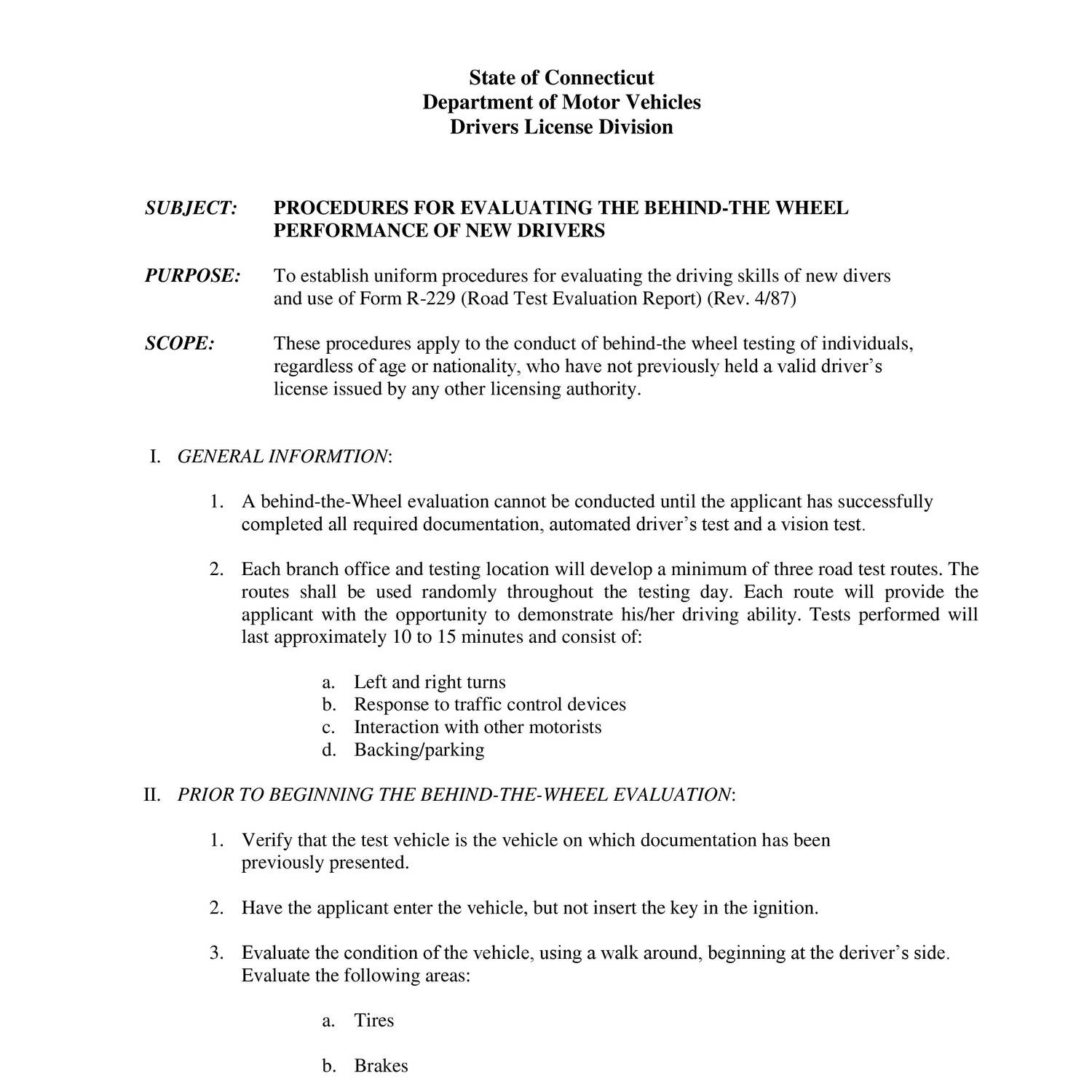 DMV tester checklist.doc | DocDroid