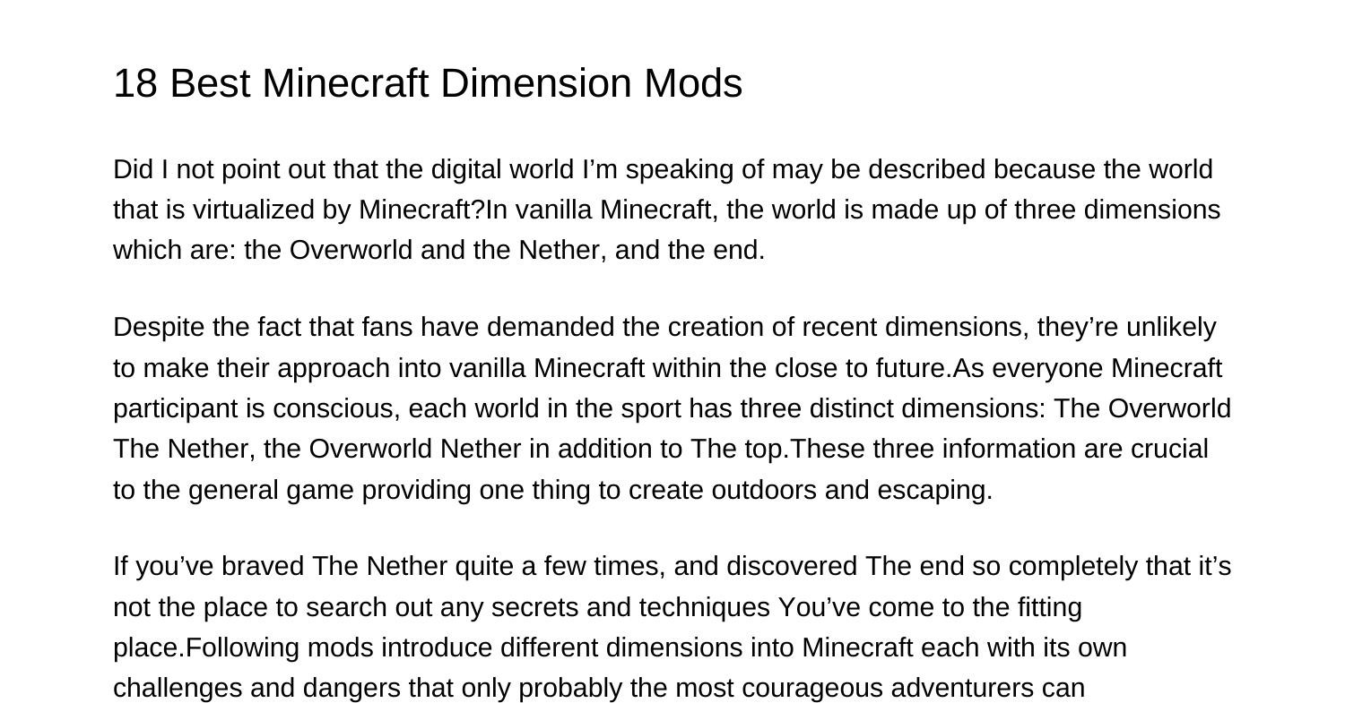 18 Best Minecraft Dimension Modszekwn.pdf.pdf | DocDroid