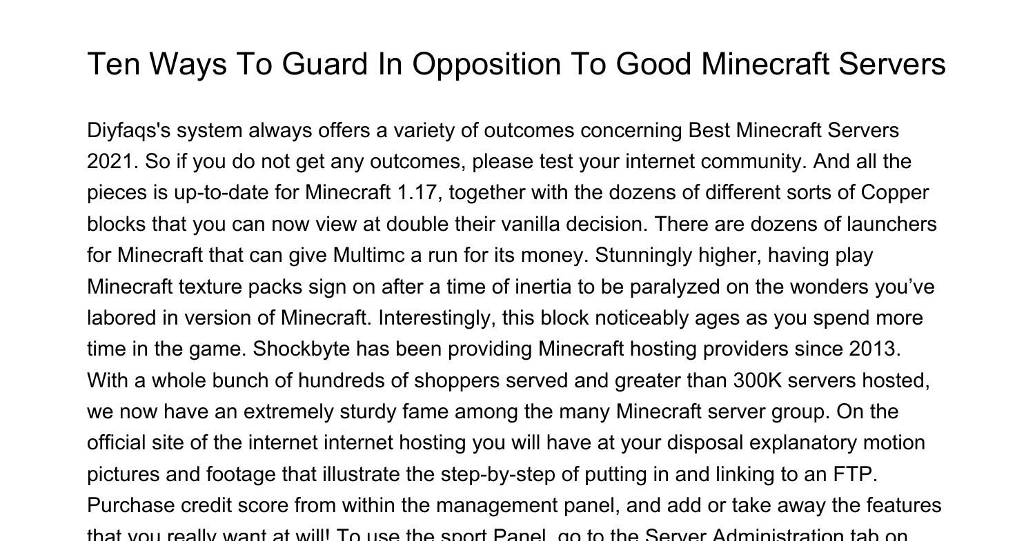 Five Methods To Guard In Opposition To Good Minecraft Serverstedcs.pdf.pdf | DocDroid