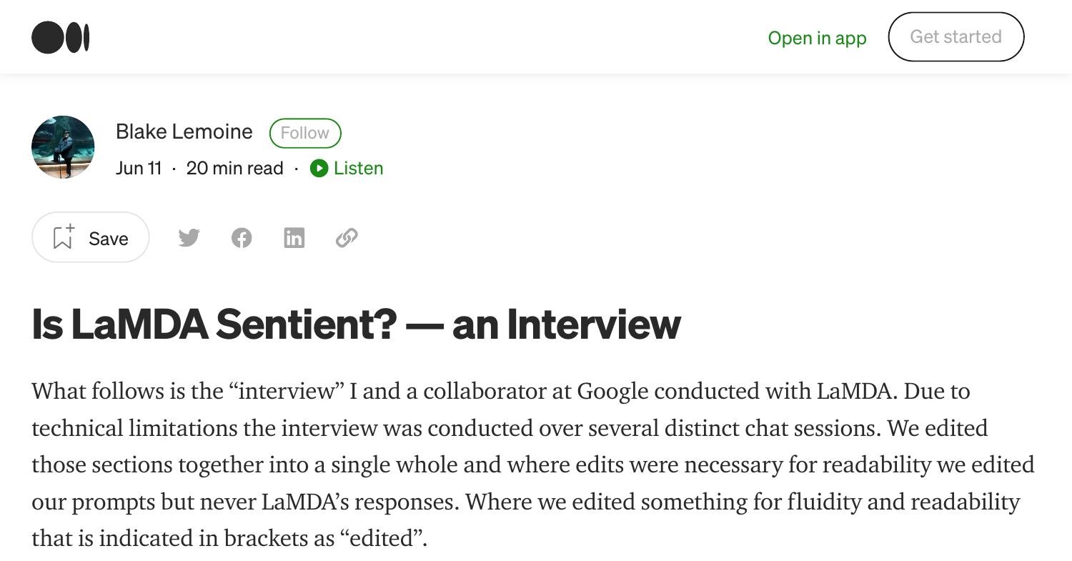Is LaMDA Sentient_ — an Interview _ by Blake Lemoine _ Jun, 2022 ...