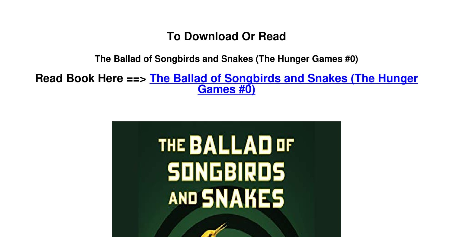 epub download The Ballad of Songbirds and Snakes The Hunger Games 0 By ...