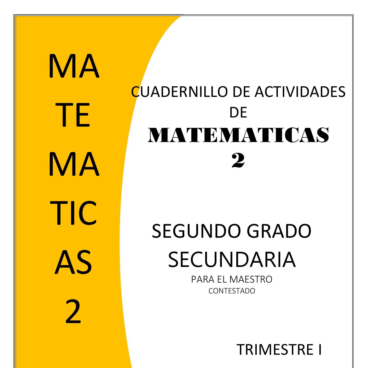 Cuadernillo De Actividades De Matemáticas Segundo Grado De Secundaria ...