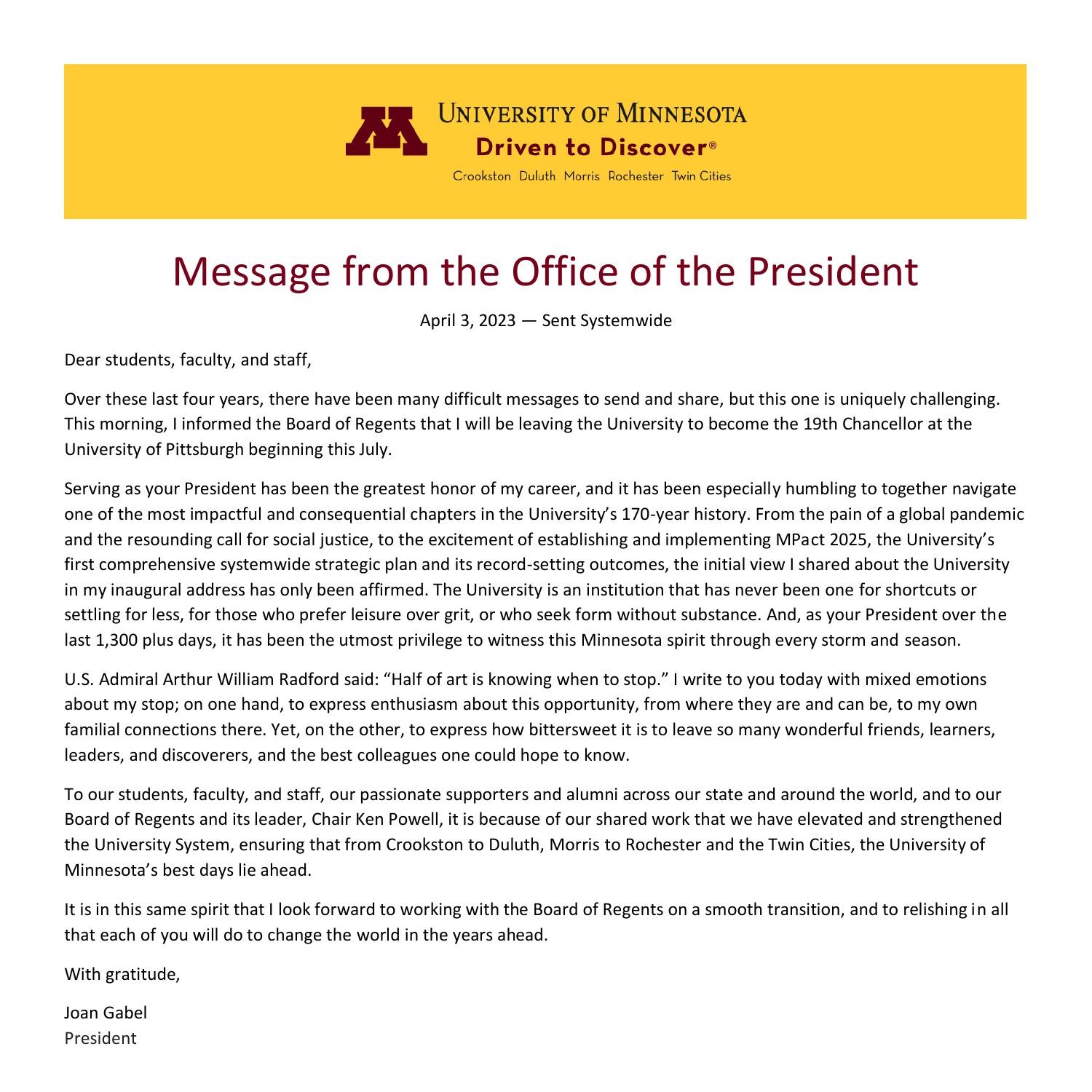 April 3, 2023 — Message from the President (1).pdf | DocDroid