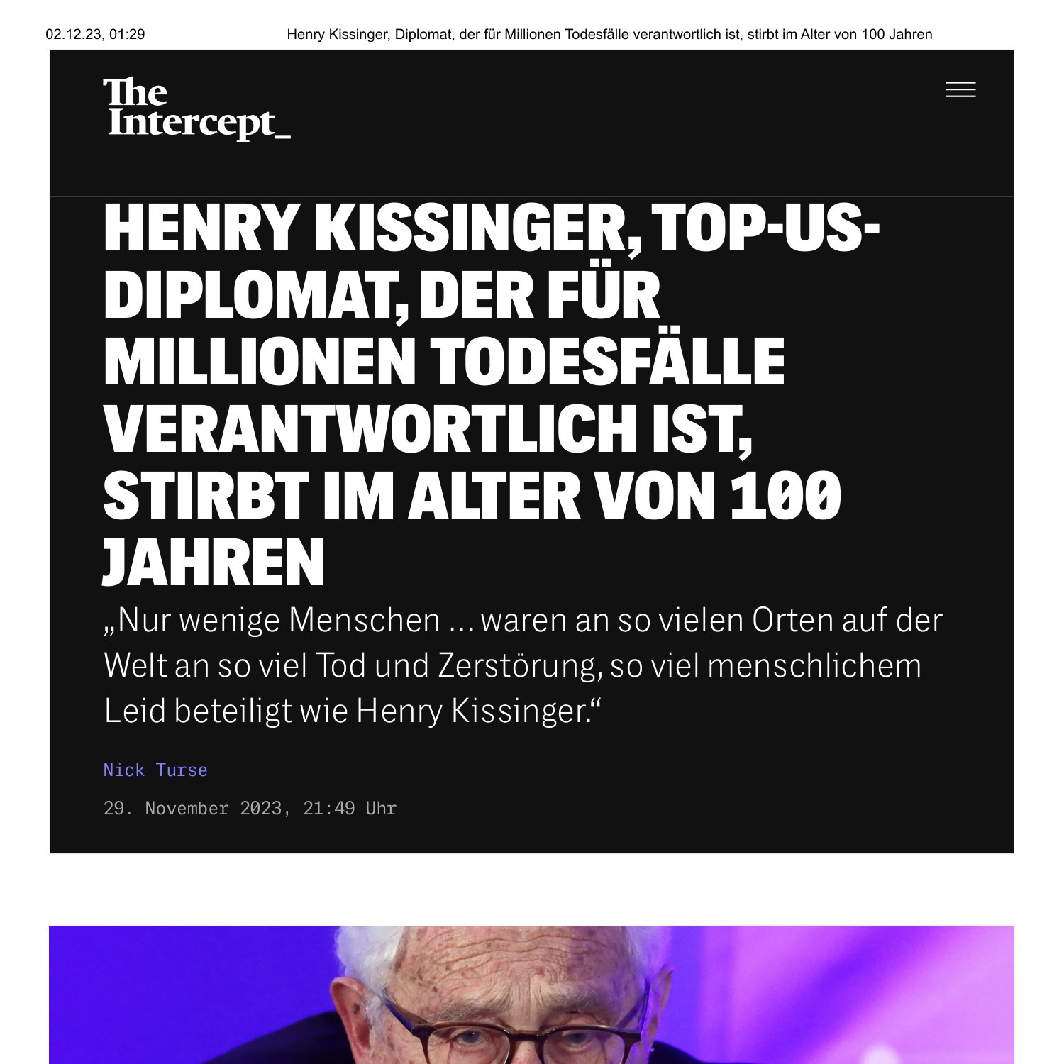 Henry Kissinger, Diplomat, der für Millionen Todesfälle verantwortlich ist, stirbt im Alter von ...