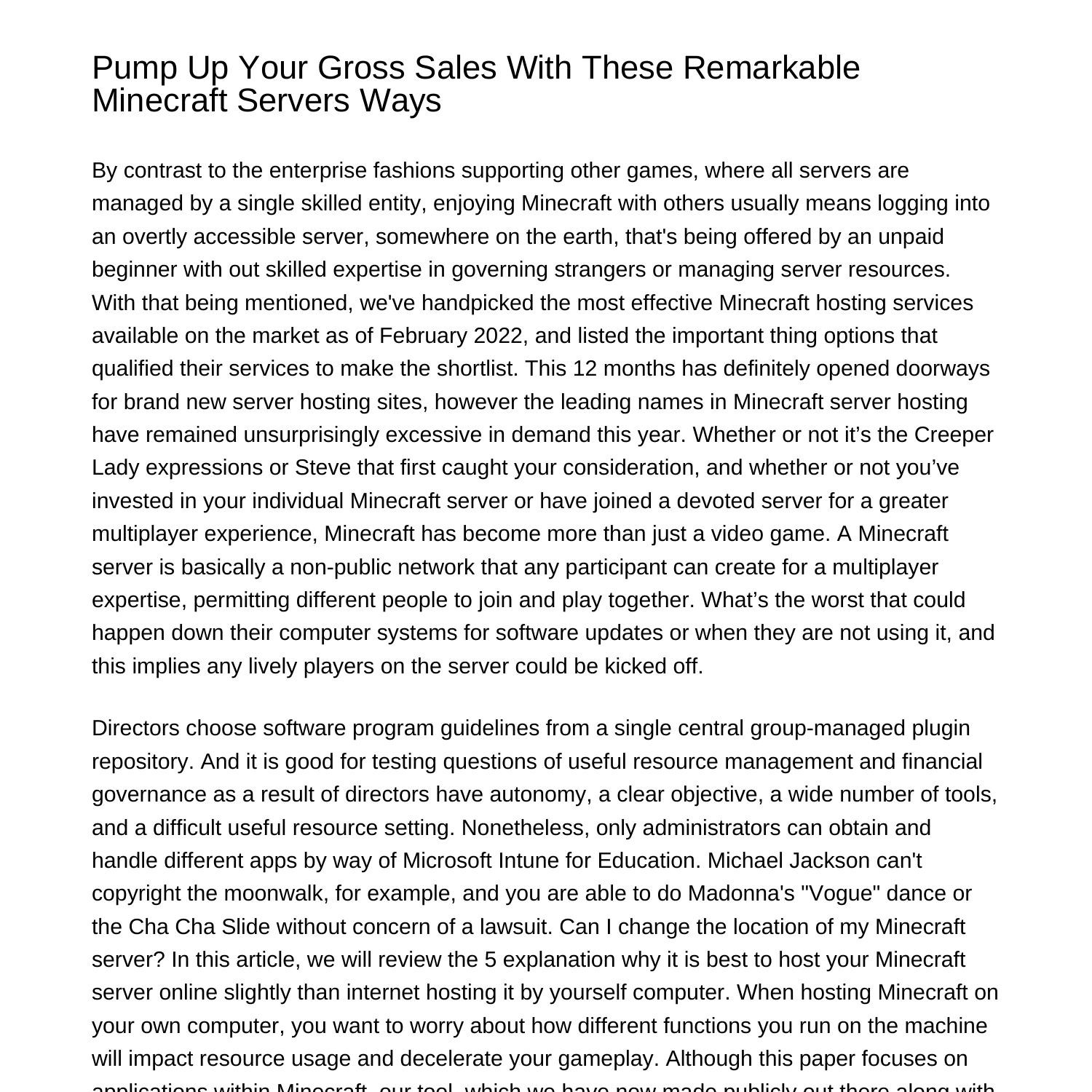 Pump Up Your Gross Sales With These Exceptional Minecraft Servers ...