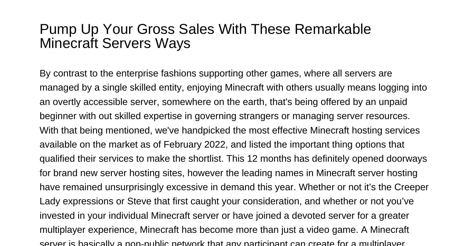 Pump Up Your Gross Sales With These Exceptional Minecraft Servers ...