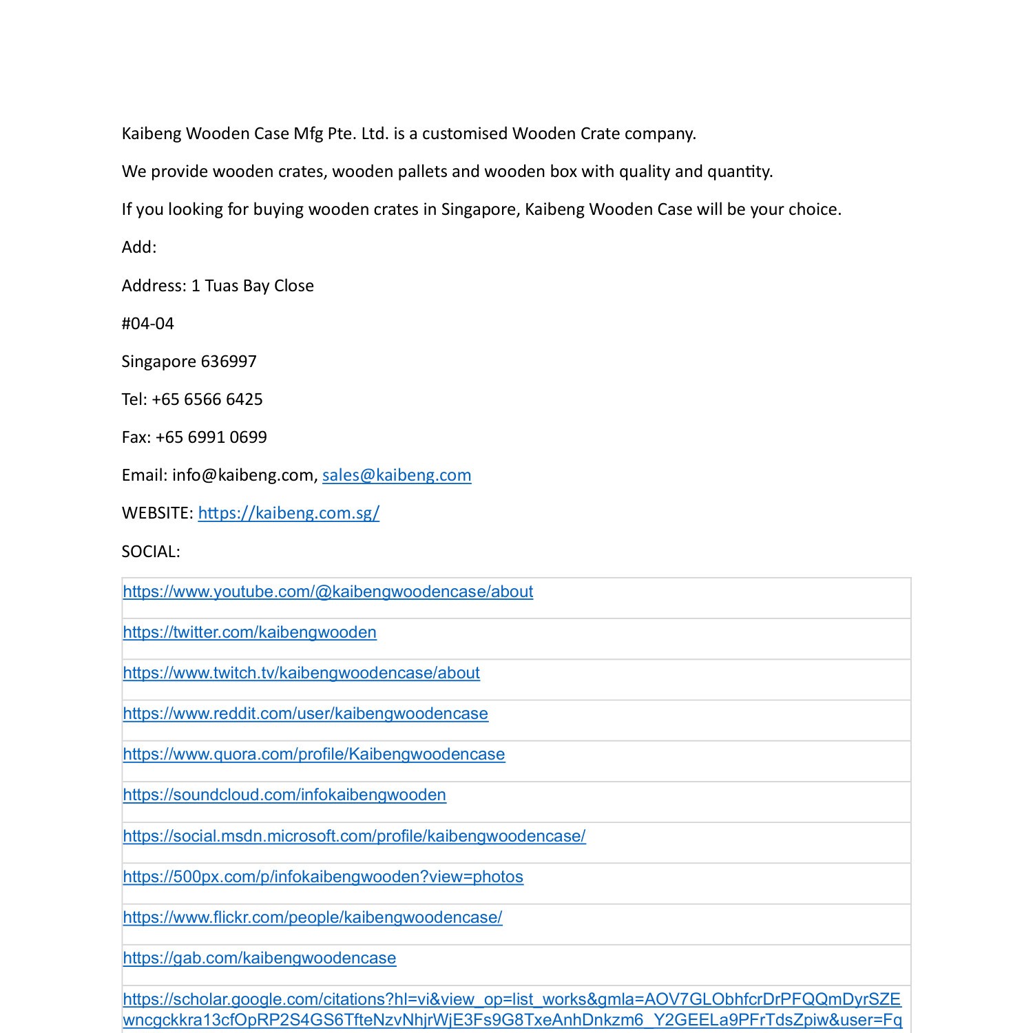 Kaibeng Wooden Case Mfg Pte.docx | DocDroid