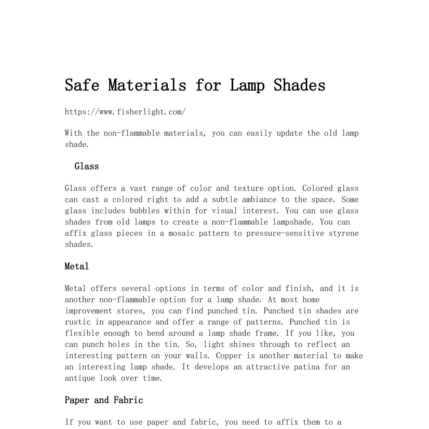 Safe Materials for Lamp Shades.pdf | DocDroid