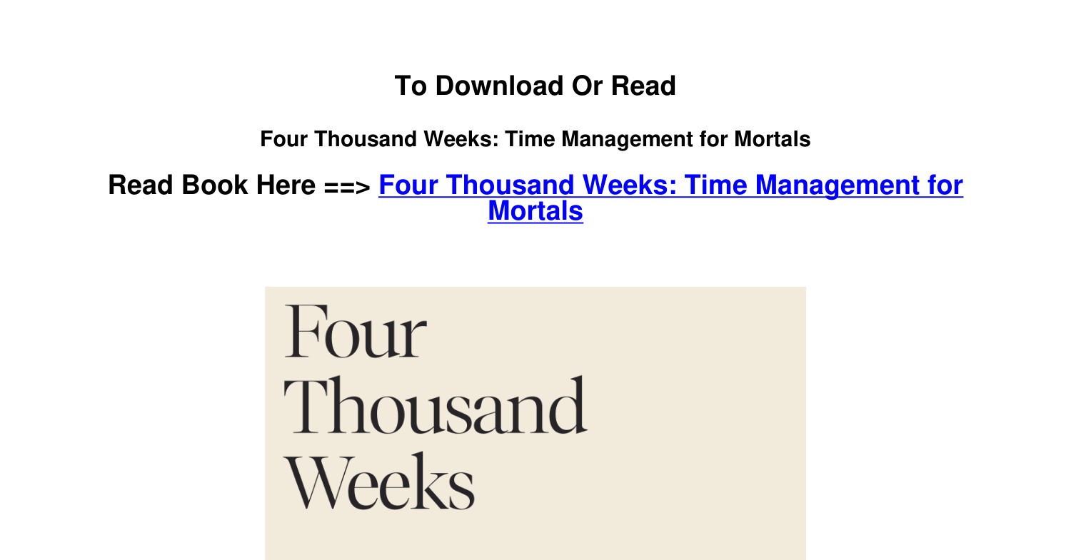 download pdf Four Thousand Weeks Time Management for Mortals By Oliver ...
