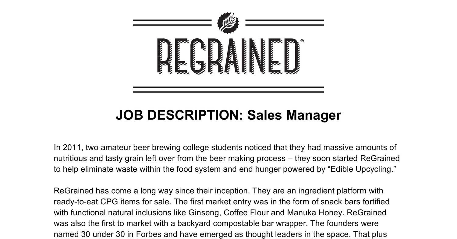 Sales Manager Job Description pdf DocDroid