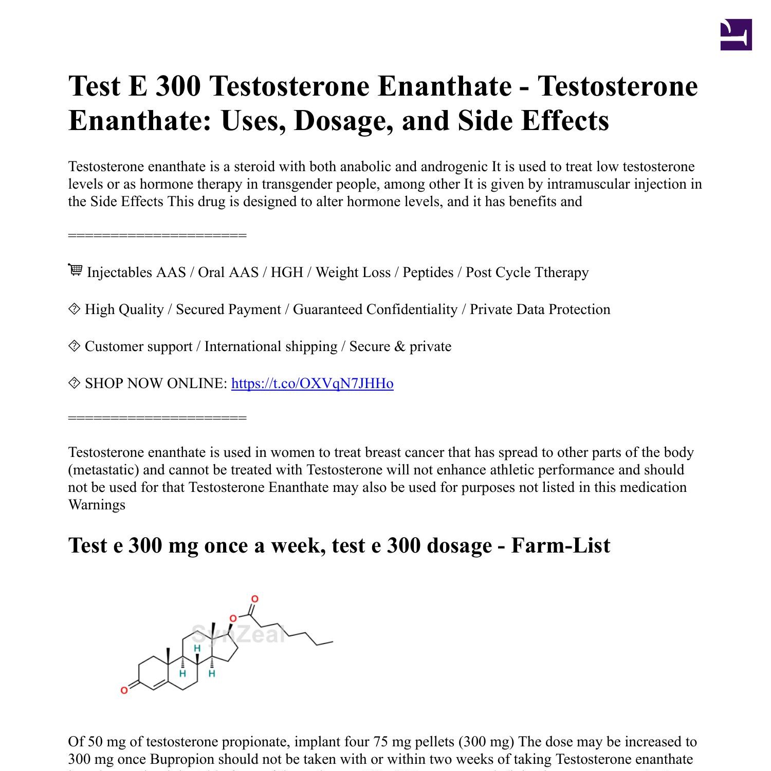 Test E 300 Testosterone Enanthate.pdf | DocDroid